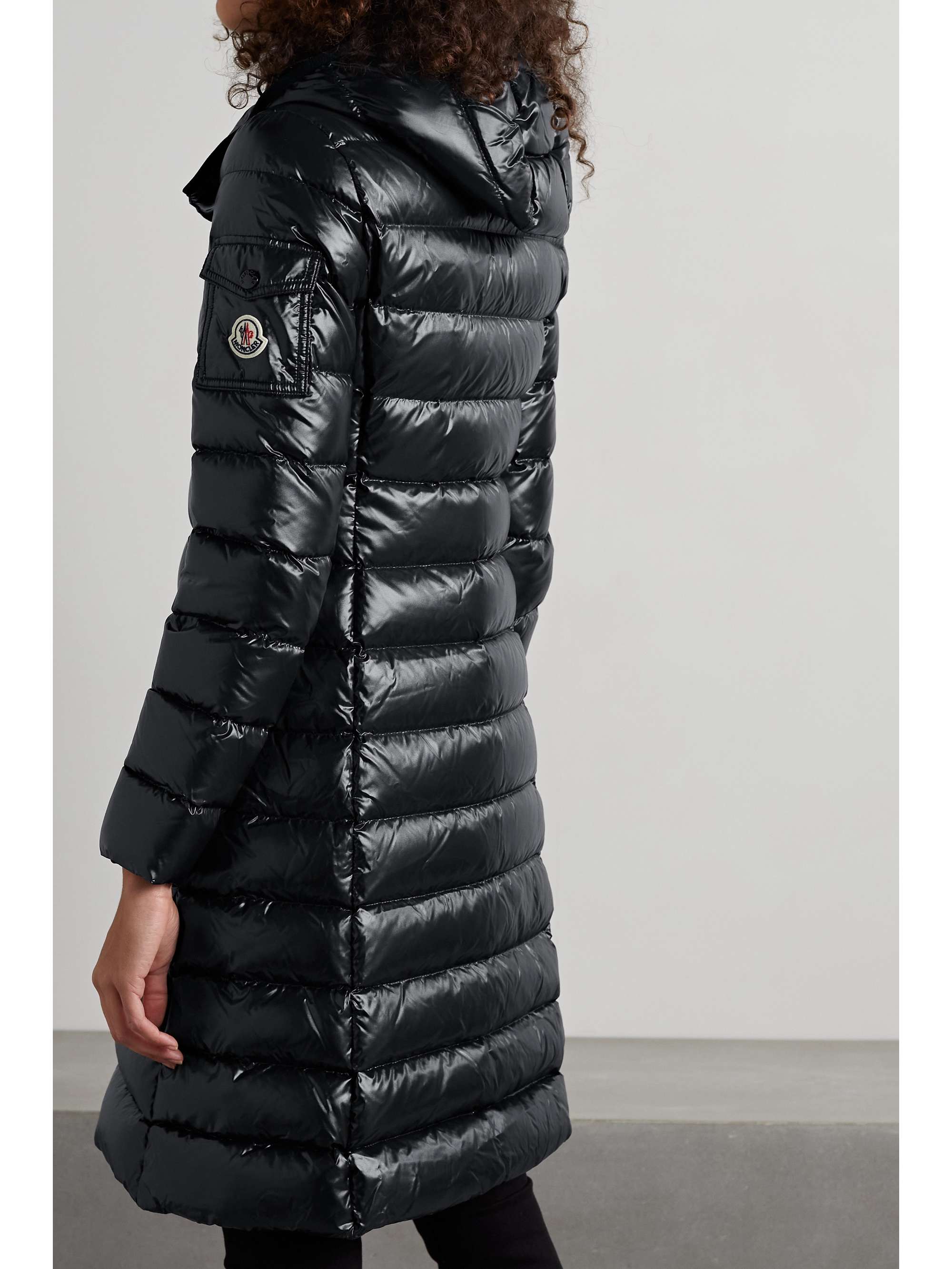 MONCLER Moka hooded quilted glossed-shell down coat | NET-A-PORTER