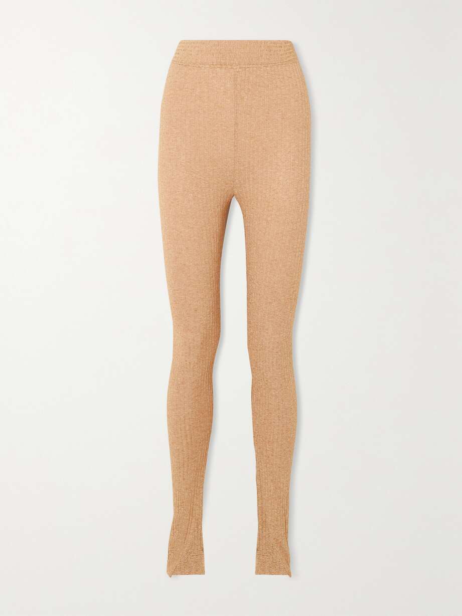 Brown Carlisle ribbed stretch-jersey skinny pants | ALIX NYC | NET-A-PORTER