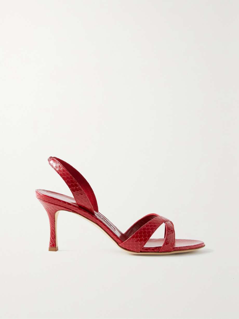 MANOLO BLAHNIK Callasli 70 elaphe slingback sandals | NET-A-PORTER