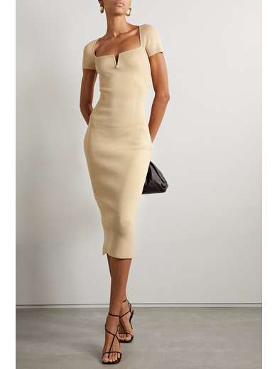 GALVAN Freya ribbed-knit midi dress | NET-A-PORTER