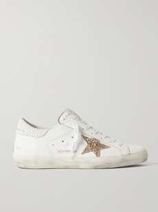 GOLDEN GOOSE Super-Star embellished distressed glittered leather ...