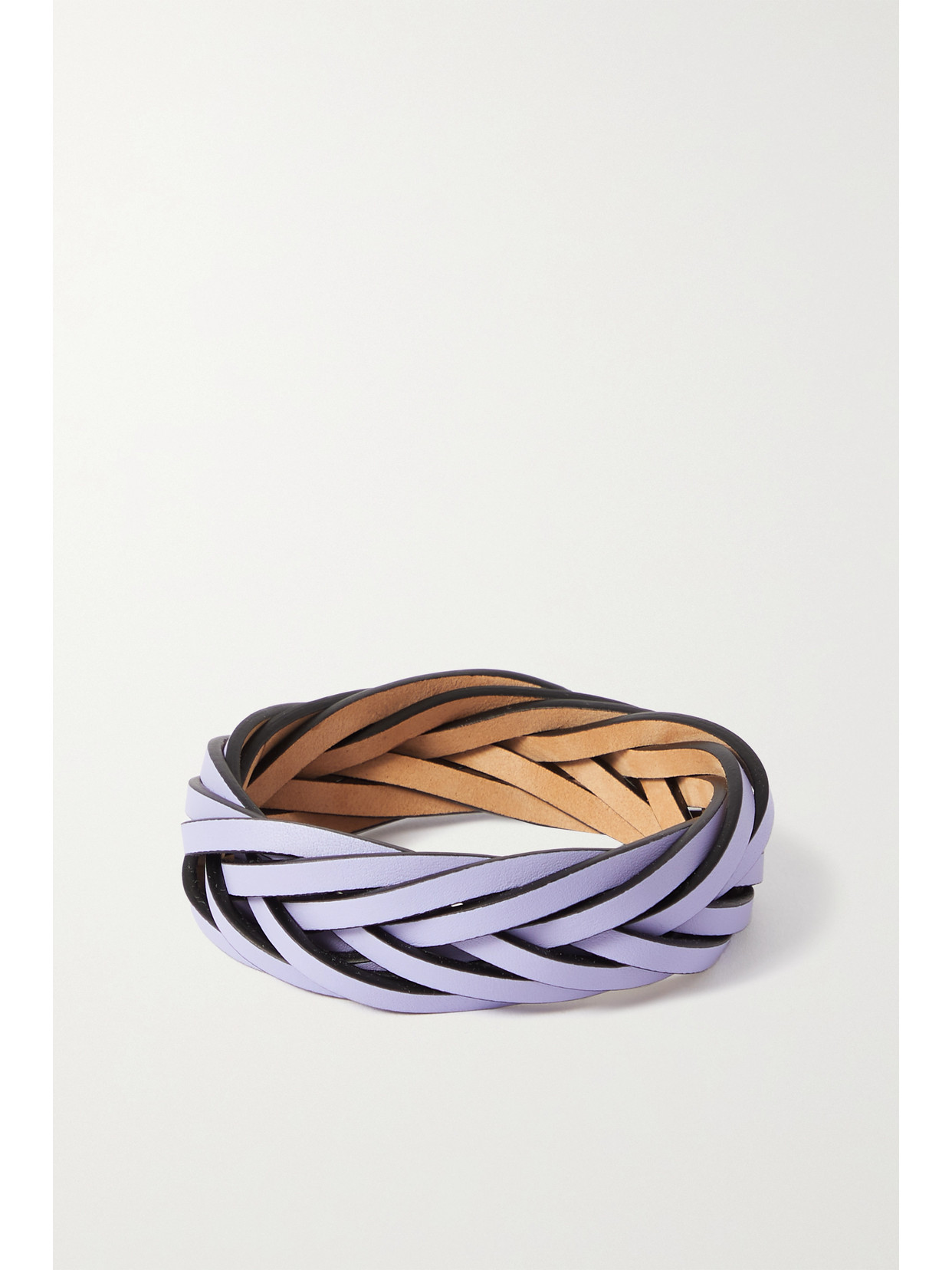 Loewe + Paula's Ibiza Braided Leather Bangle In Bright Lavender | ModeSens