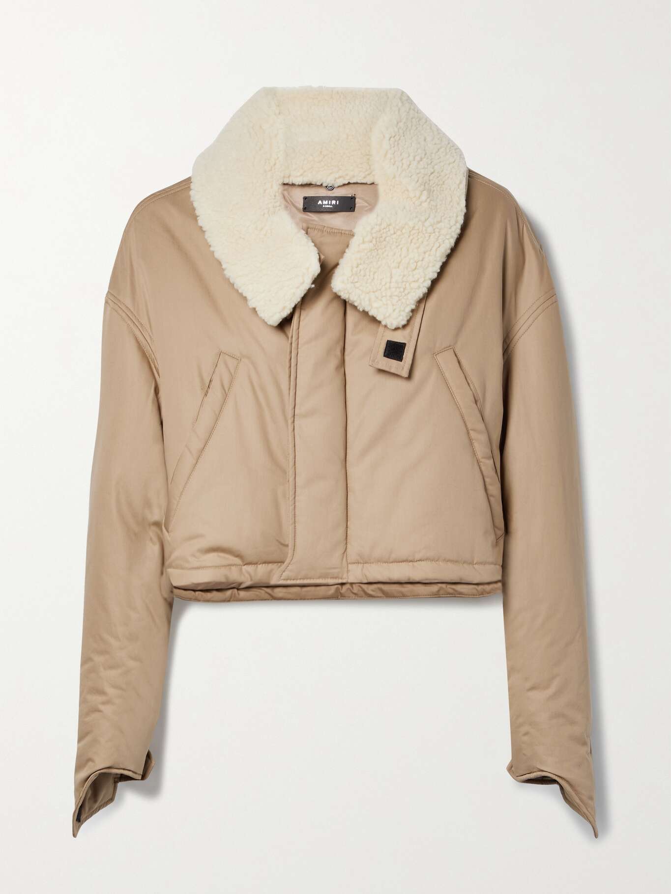 AMIRI Cropped fleece-trimmed padded cotton jacket | NET-A-PORTER