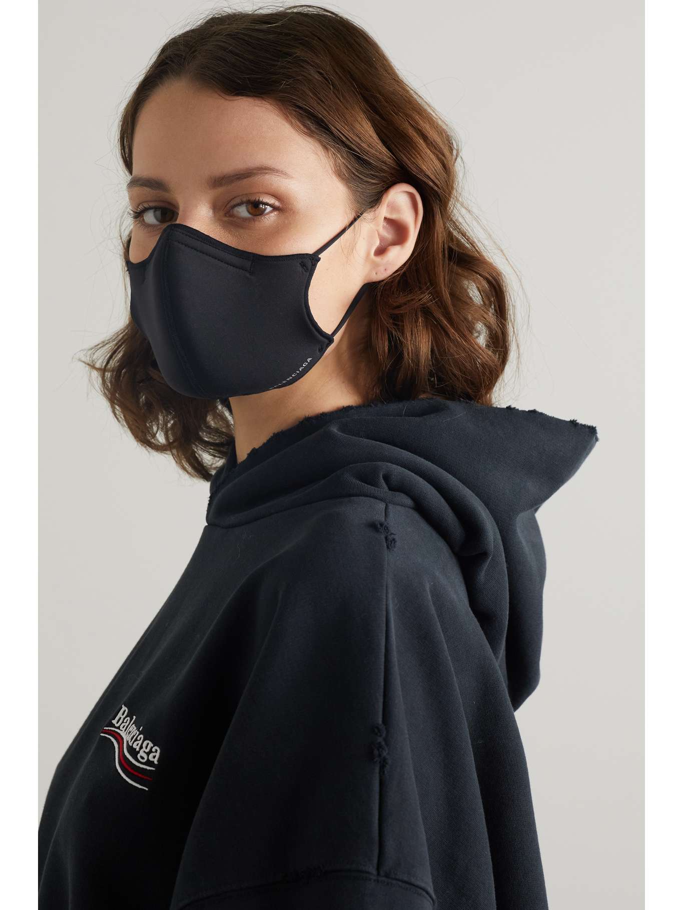 BALENCIAGA Printed stretch-knit face mask | NET-A-PORTER