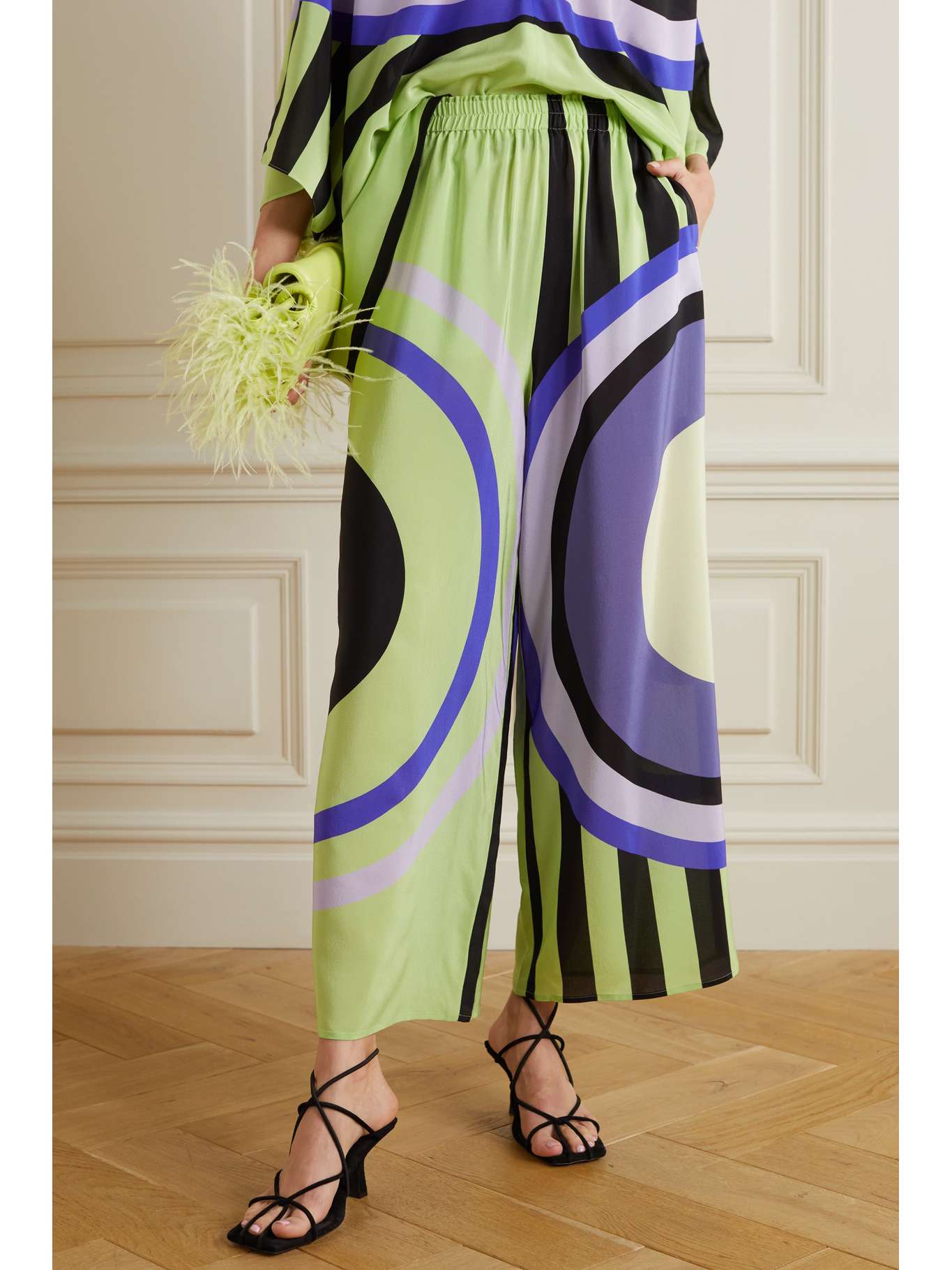 Leaf green Lisbon printed silk pants | LOUISA PARRIS | NET-A-PORTER