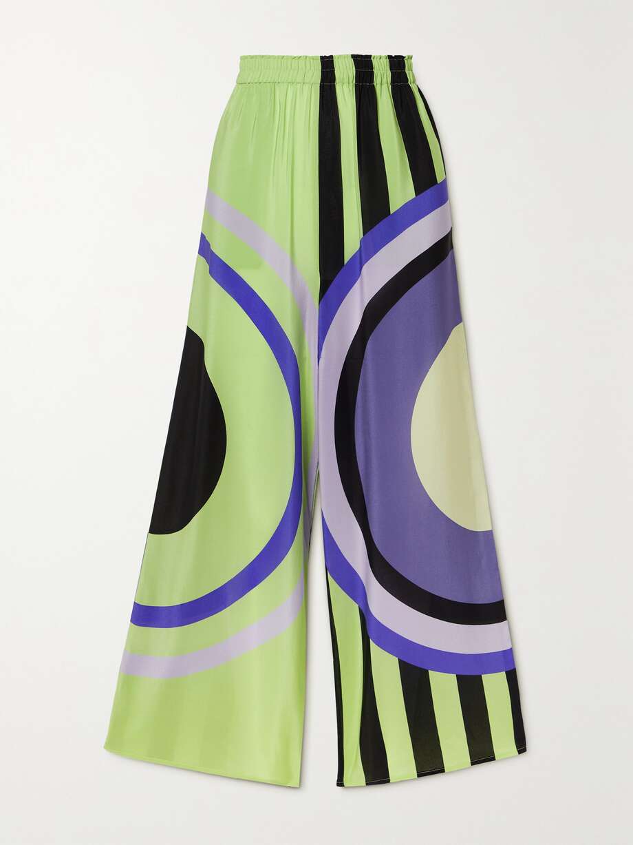 Leaf green Lisbon printed silk pants | LOUISA PARRIS | NET-A-PORTER