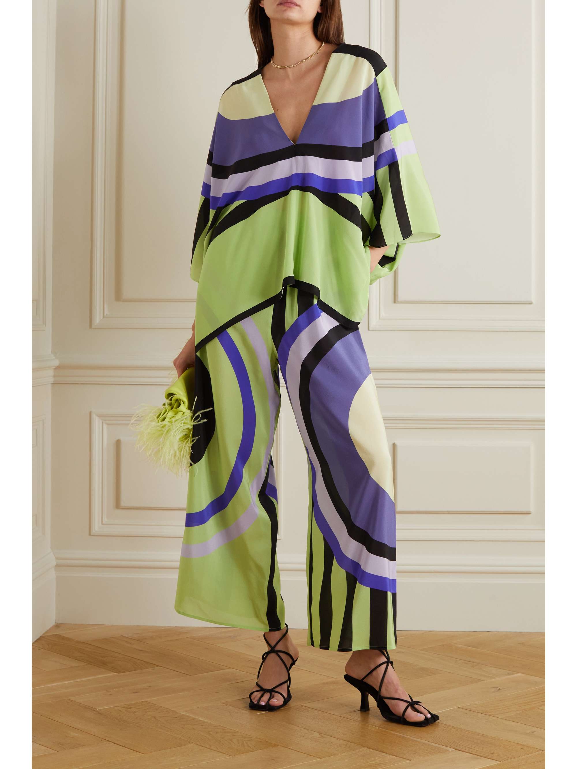 Leaf green Lisbon printed silk pants | LOUISA PARRIS | NET-A-PORTER