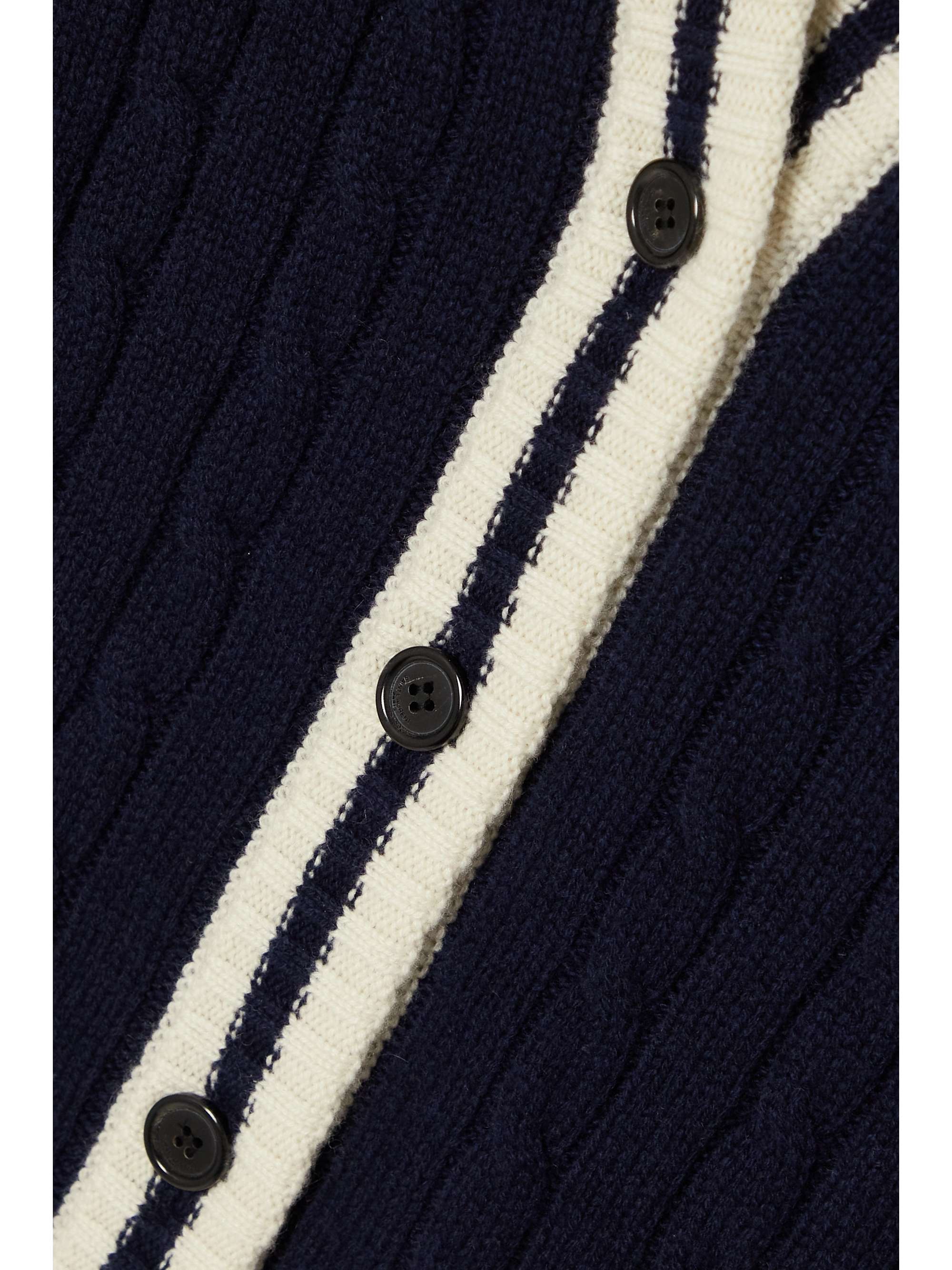 Navy Striped cable-knit cashmere cardigan | SAINT LAURENT | NET-A-PORTER