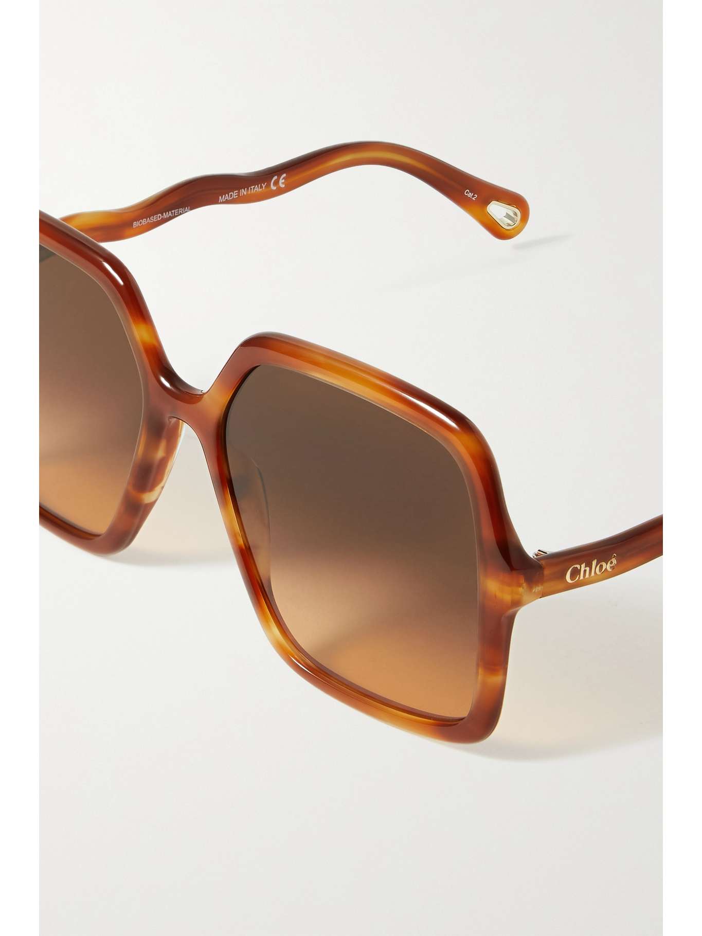 ChloÉ Zelie Oversized Square Frame Tortoiseshell Acetate Sunglasses