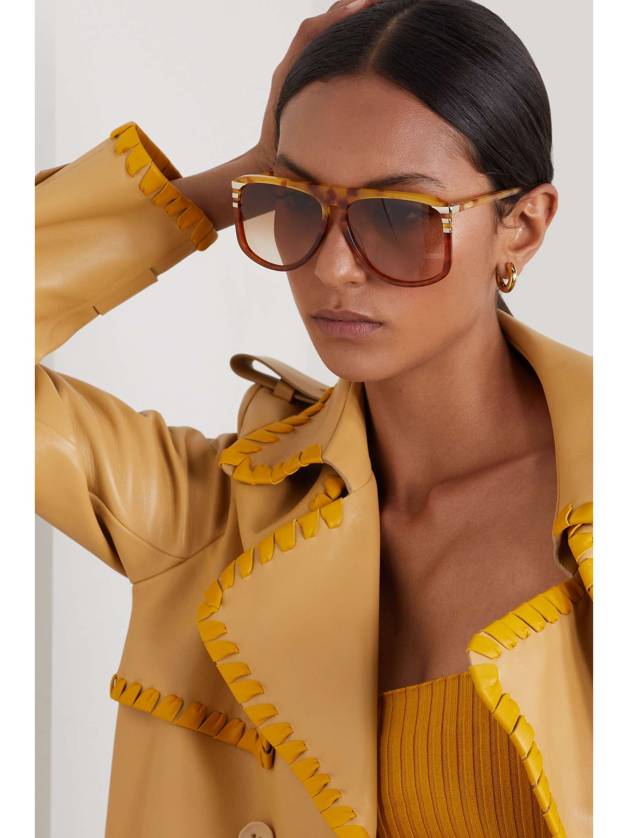 ChloÉ Eyewear West Oversized D Frame Tortoiseshell Acetate Sunglasses