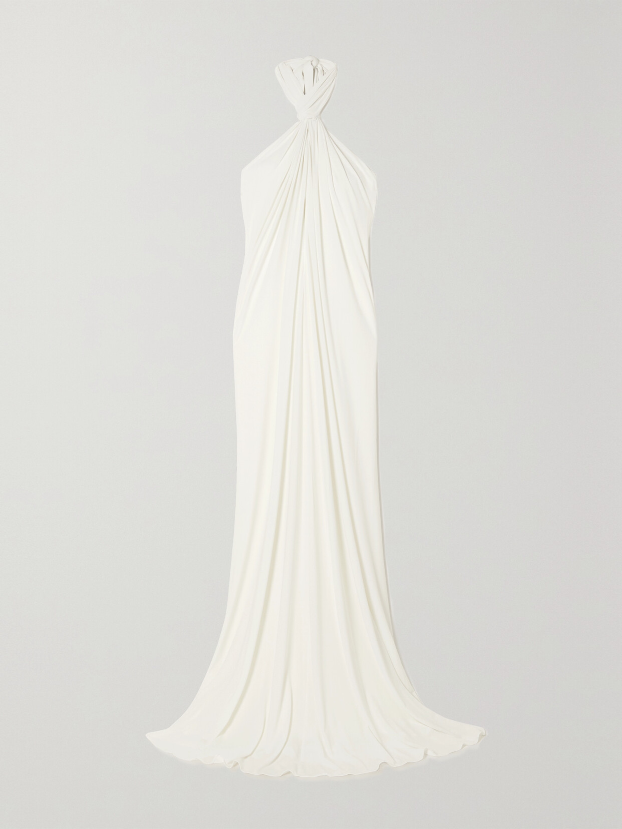 Halston Heritage Lilah Twist Front Stretch Jersey Halterneck Gown In