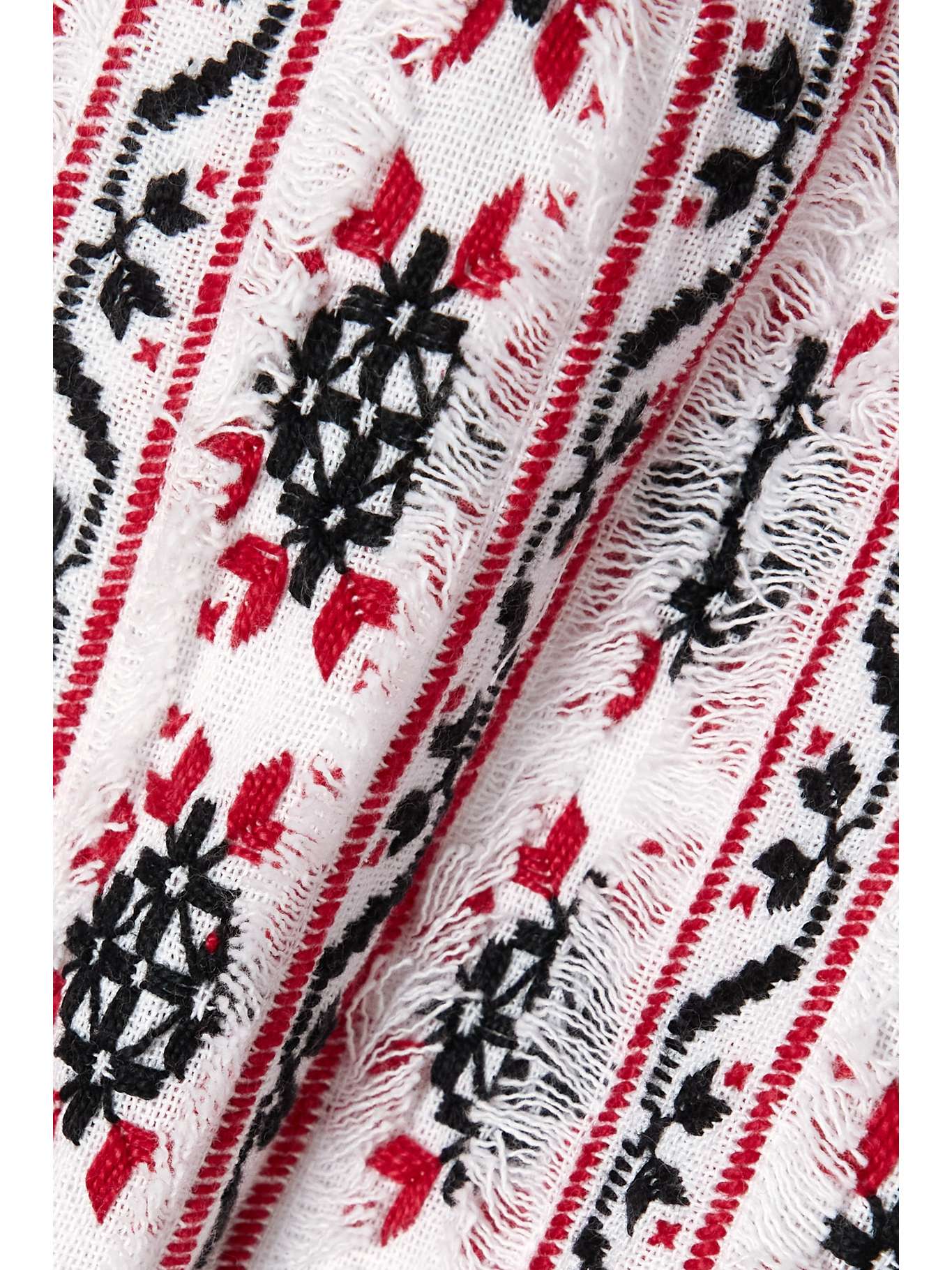 RUE MARISCAL Frayed tiered embroidered cotton-gauze midi dress | NET-A ...