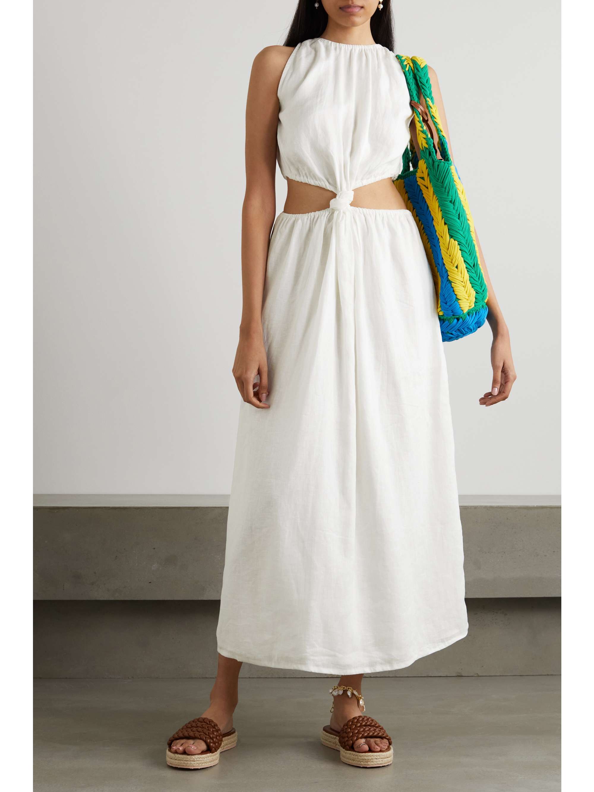 FAITHFULL Zeta cutout linen midi dress | NET-A-PORTER