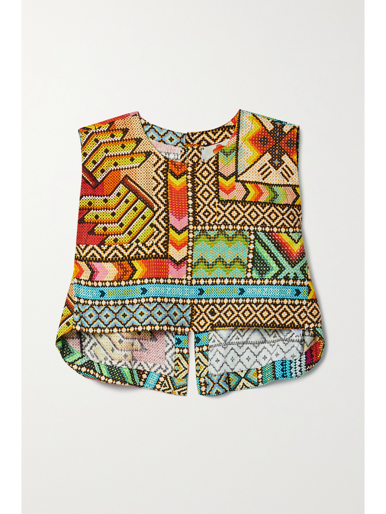 Farm Rio Banana Scarves Linen Crop Top In Multi | ModeSens