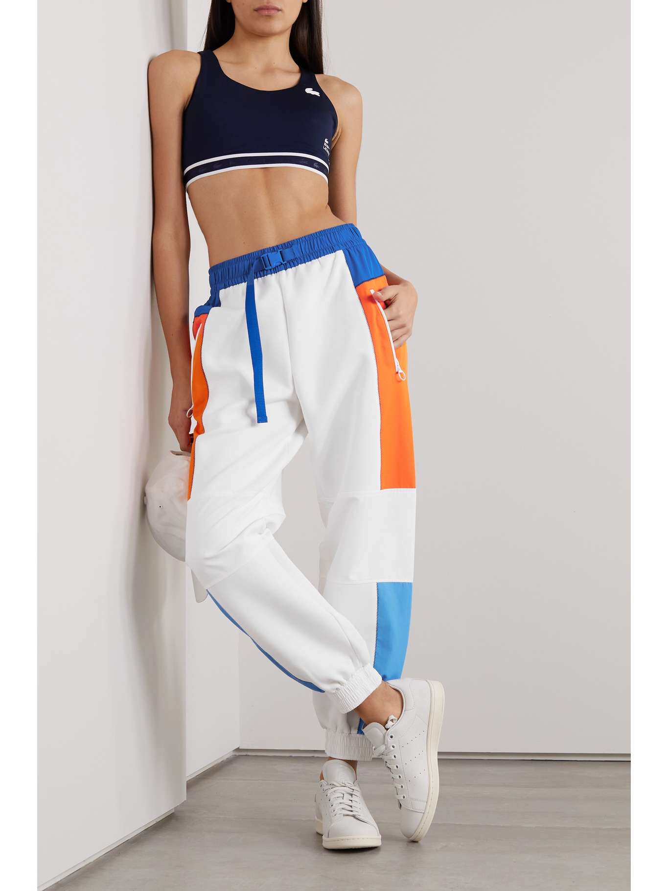 White Color-block ripstop-paneled cotton-blend jersey track pants ...