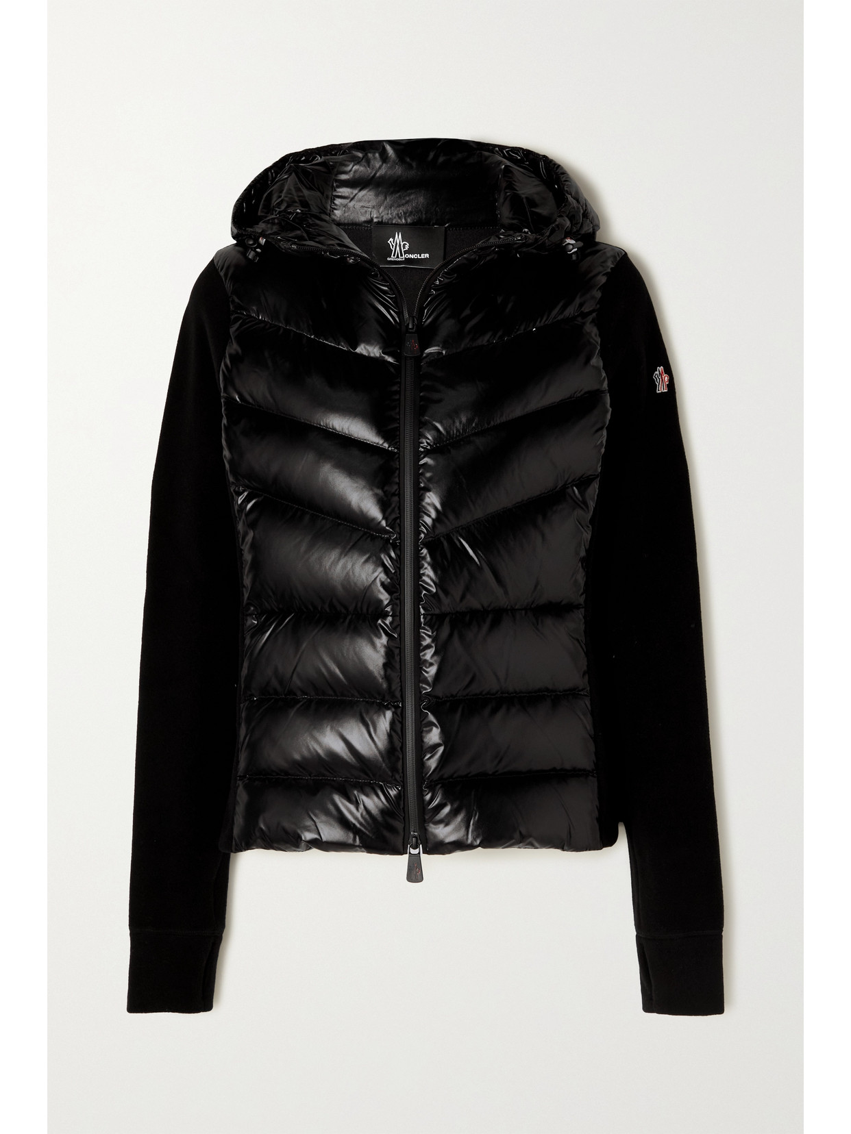 Moncler Hooded Fleece And Quilted Glossed-shell Down Jacket In Black ...