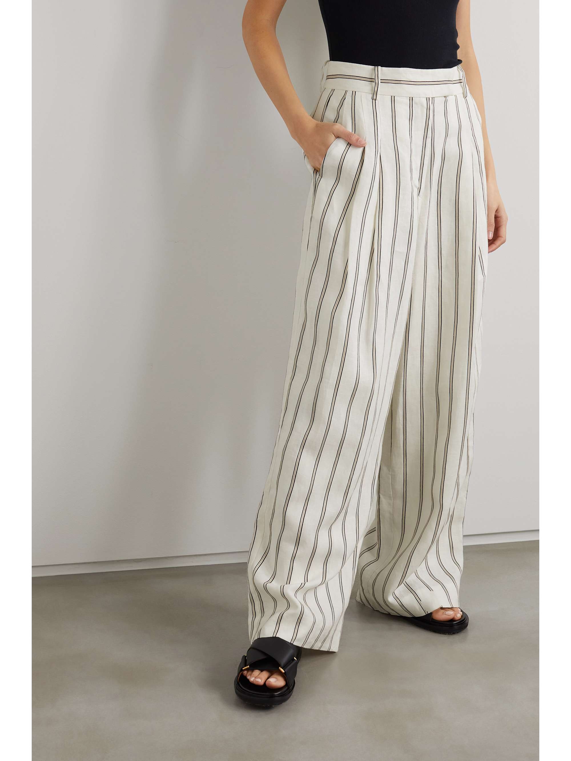 By Malene Birger Cymbaria Striped Linen Blend Wide Leg Pants Net A Porter