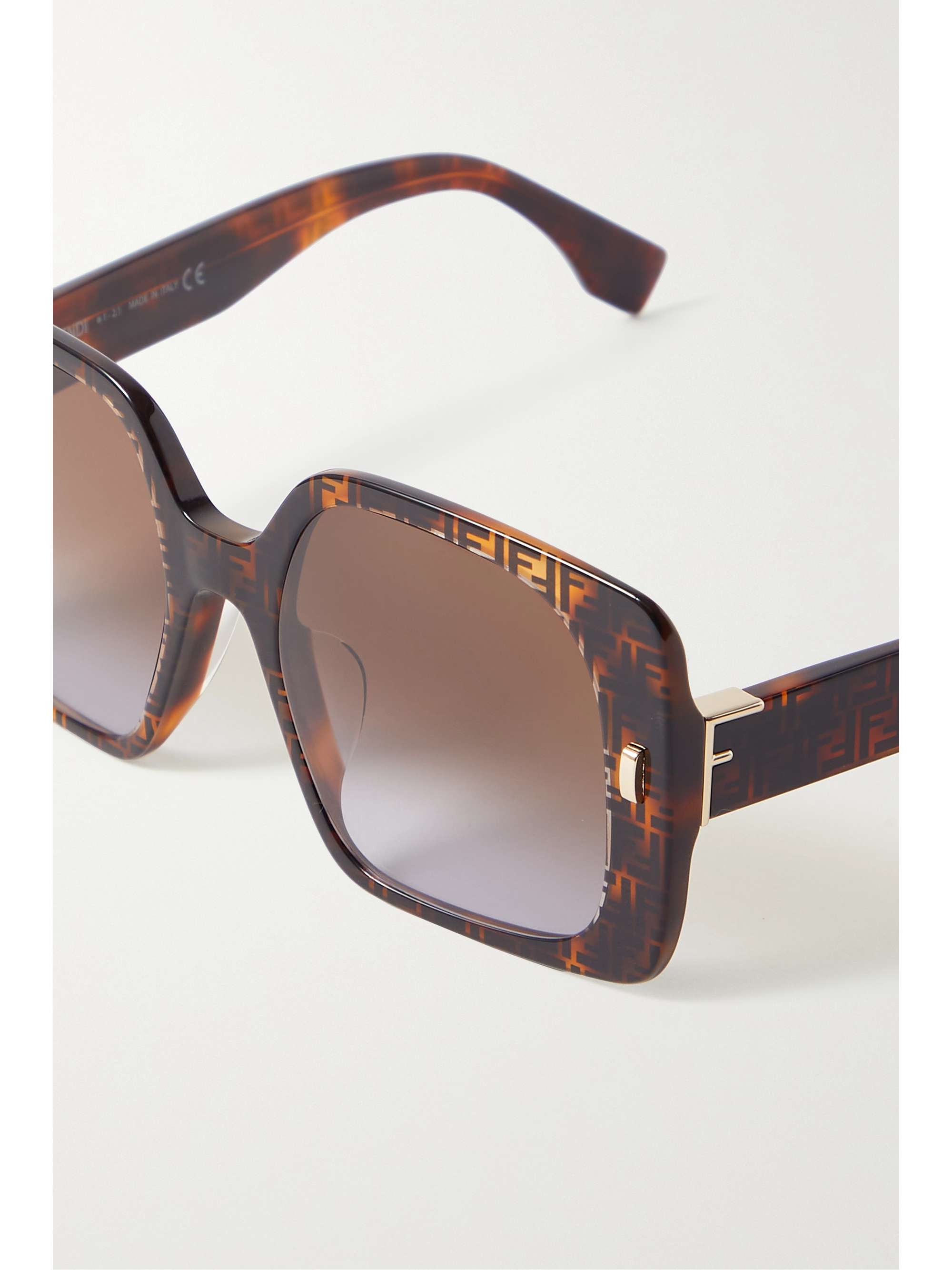 FENDI EYEWEAR Oversized square-frame tortoiseshell acetate sunglasses ...