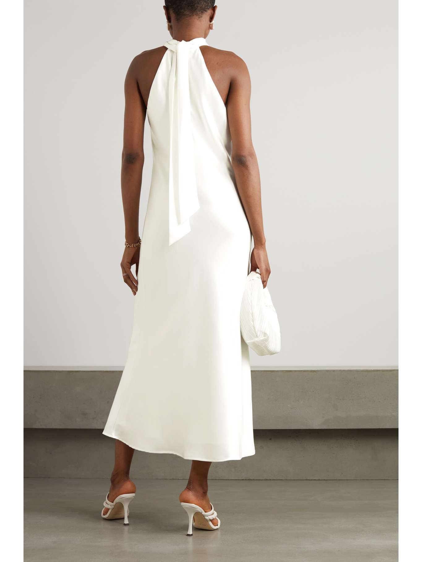 GALVAN Sienna halterneck satin midi dress | NET-A-PORTER