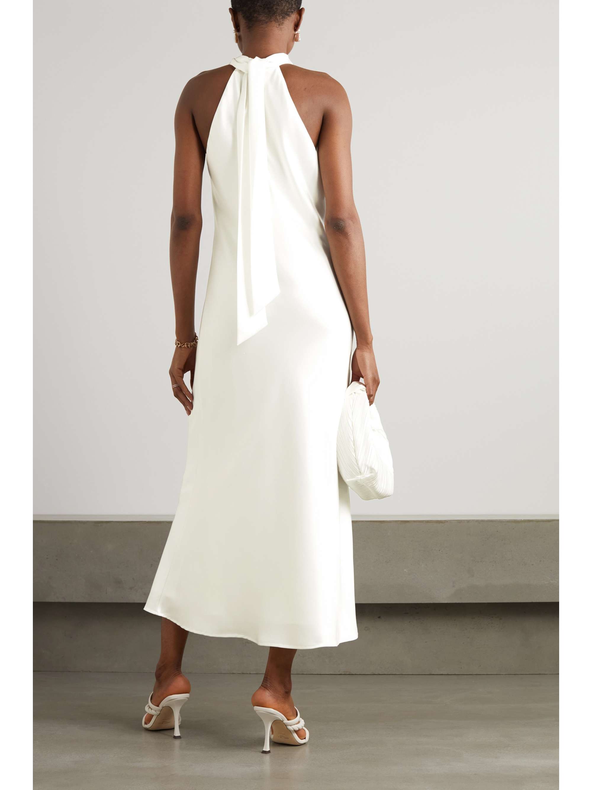 GALVAN Sienna halterneck satin midi dress | NET-A-PORTER