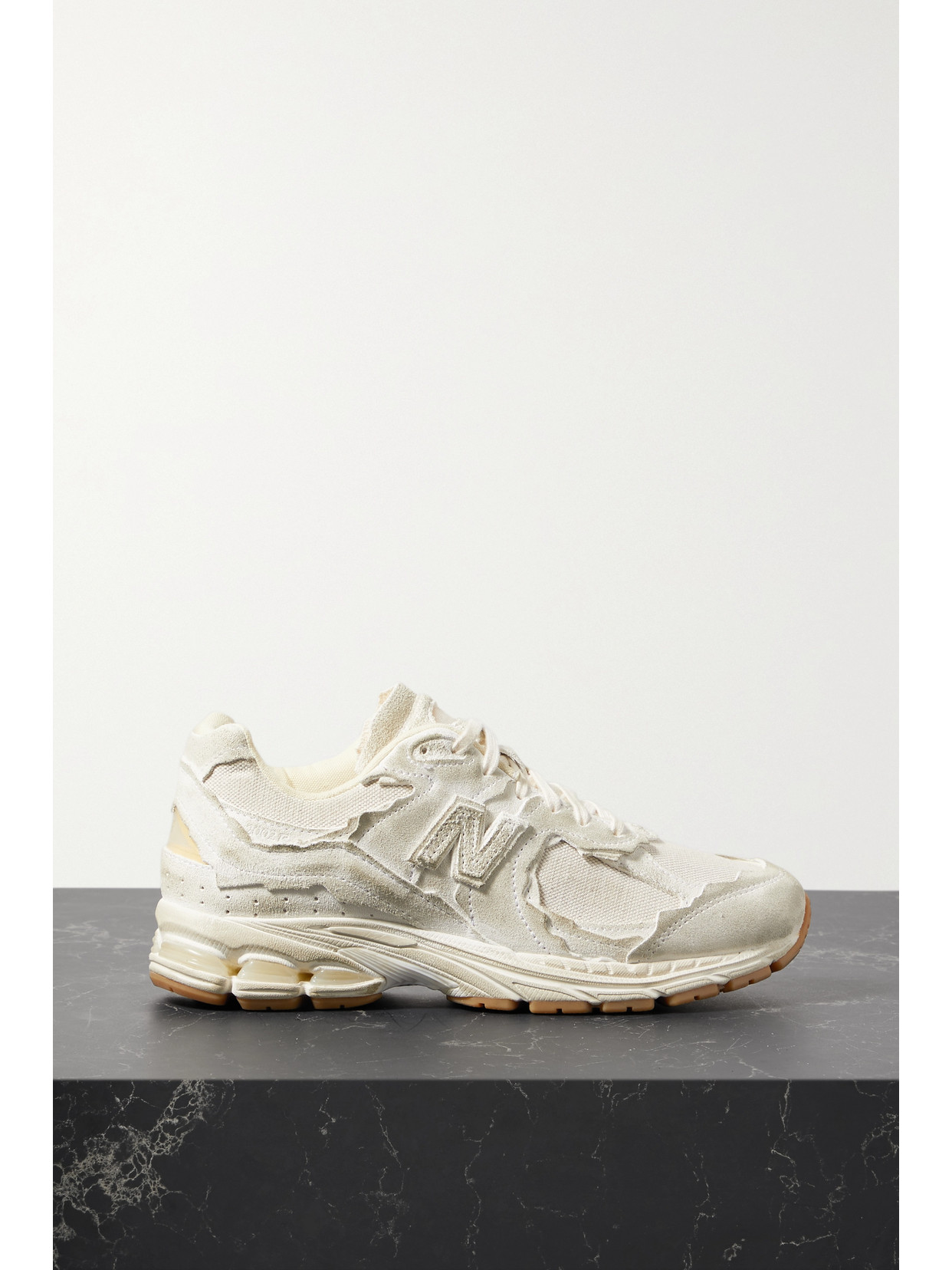 New Balance 2002r Distressed Suede And Canvas Sneakers In White | ModeSens