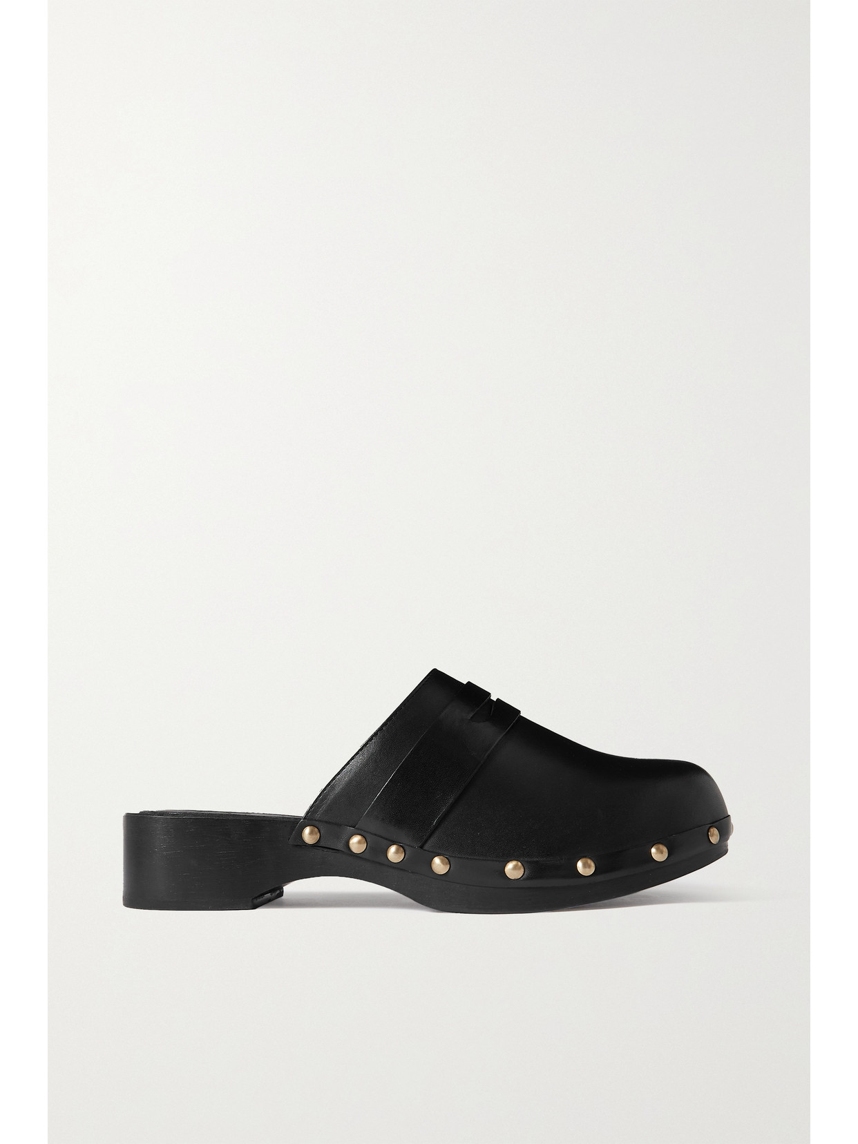 Porte & Paire Studded Leather Clogs In Black | ModeSens