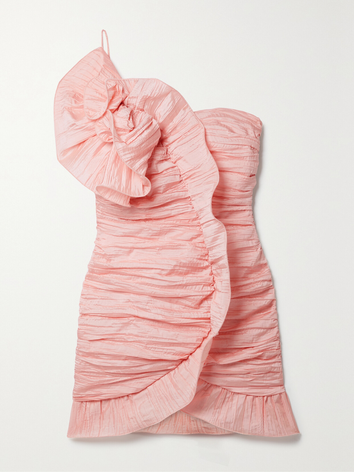 Loveshackfancy Brenaya One-shoulder Ruffled Taffeta Mini Dress In Sunrise Sorbet | ModeSens