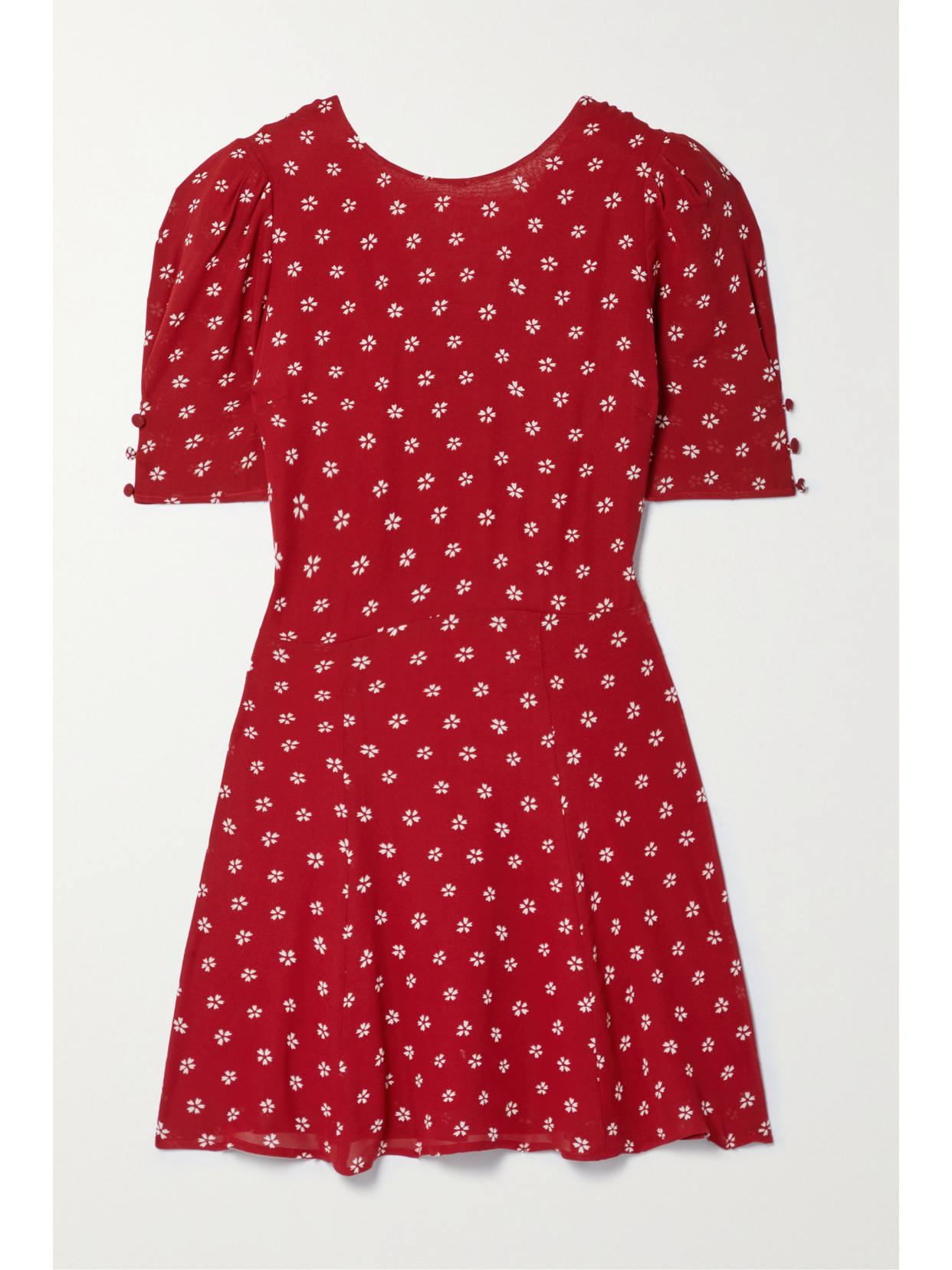 Reformation Bard Floral-print Crepe Mini Dress In Red | ModeSens