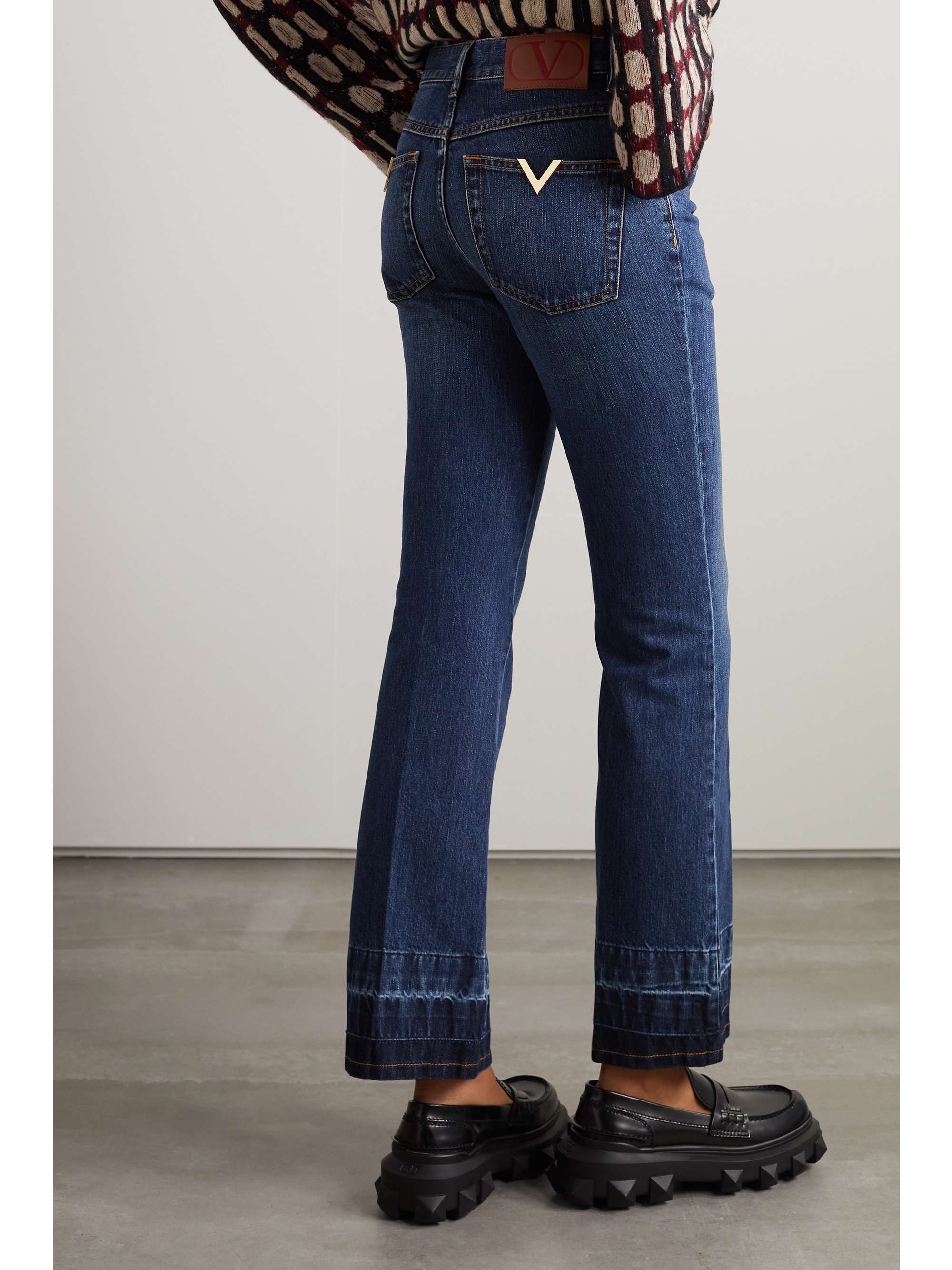 Valentino Garavani Embellished High Rise Wide Leg Jeans Net A Porter