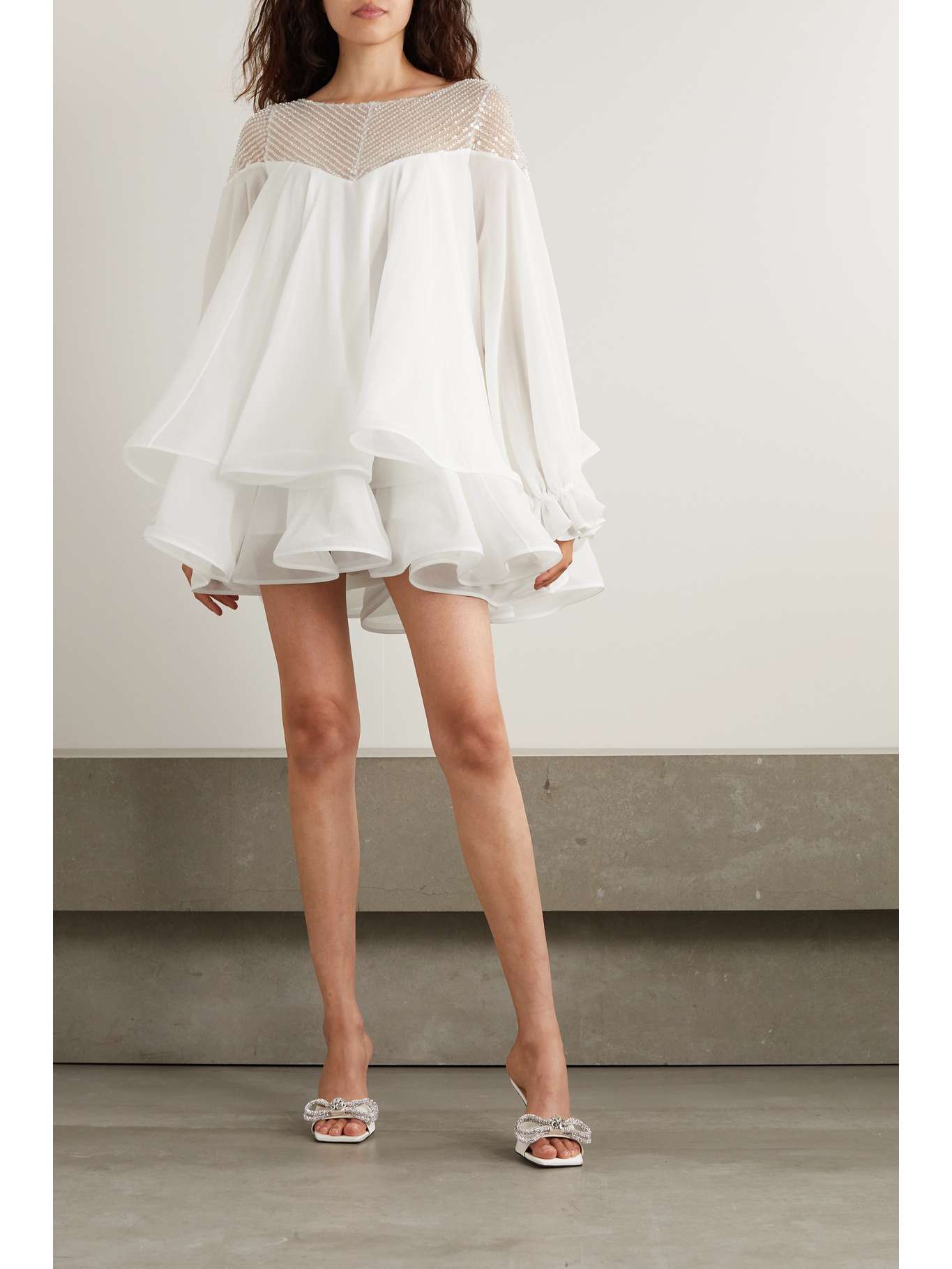 RIME ARODAKY Mar layered ruffled bead-embellished tulle and silk ...