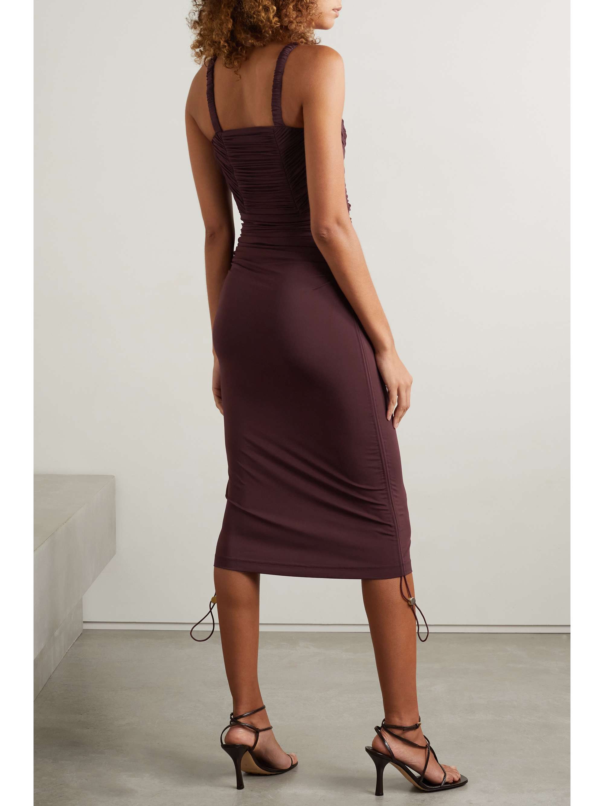 DION LEE Doric gathered stretch-jersey midi dress | NET-A-PORTER