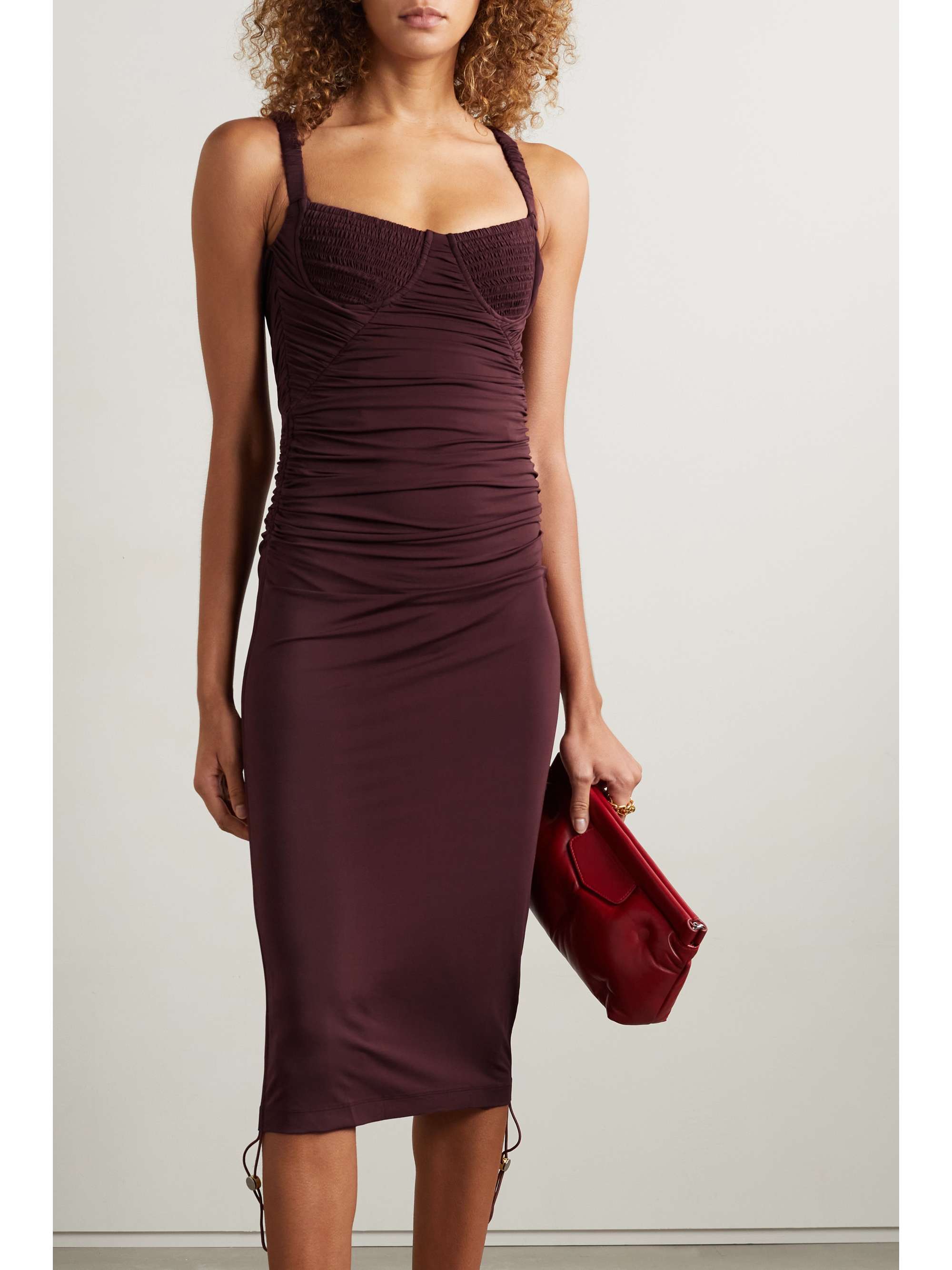 DION LEE Doric gathered stretch-jersey midi dress | NET-A-PORTER