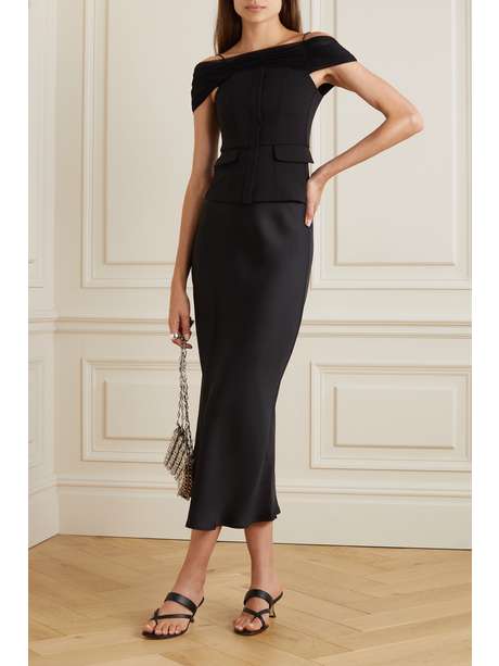 RENAISSANCE RENAISSANCE Cold-shoulder tulle-trimmed twill top | NET-A ...