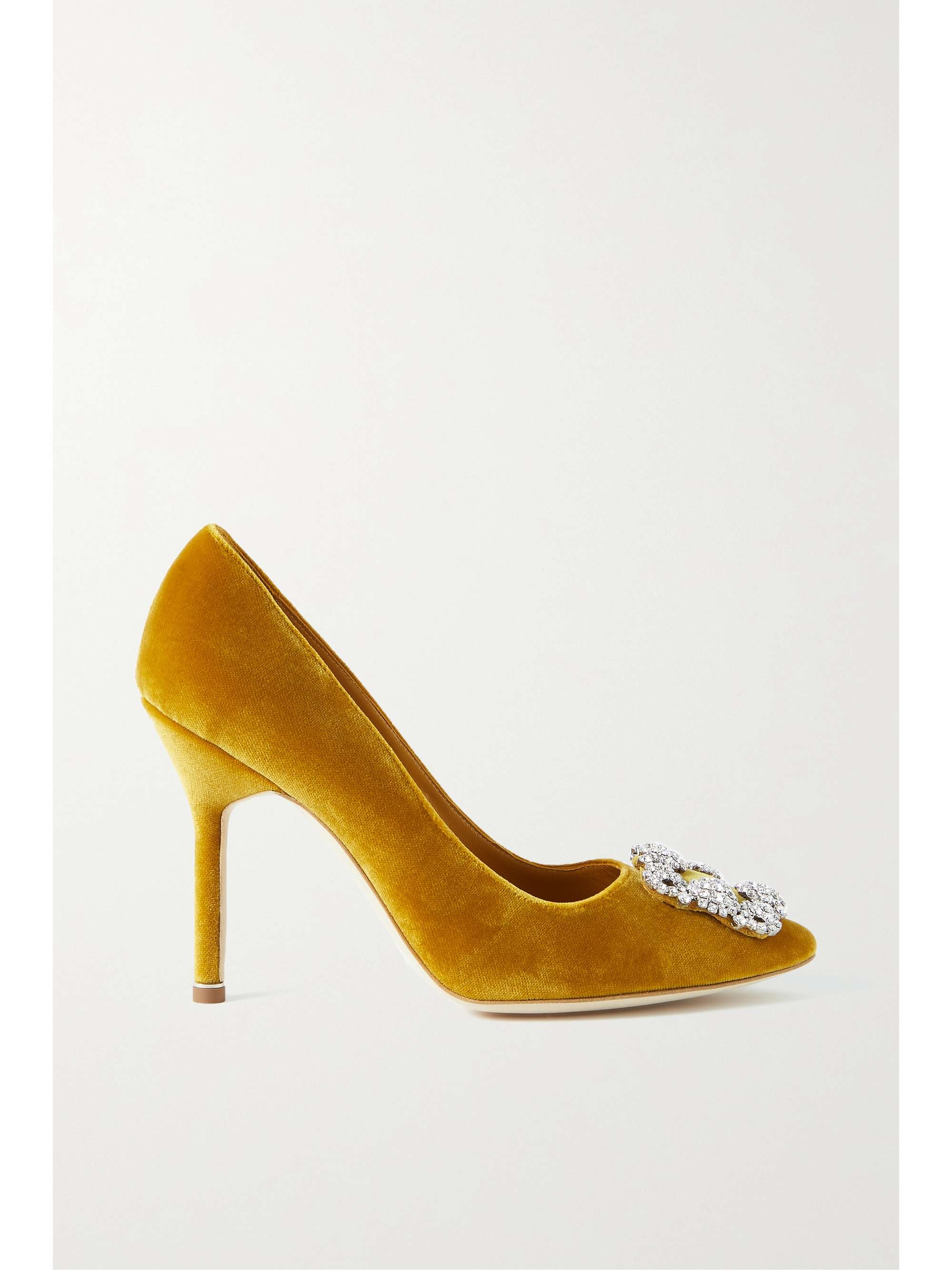 MANOLO BLAHNIK Hangisi 105 embellished velvet pumps | NET-A-PORTER