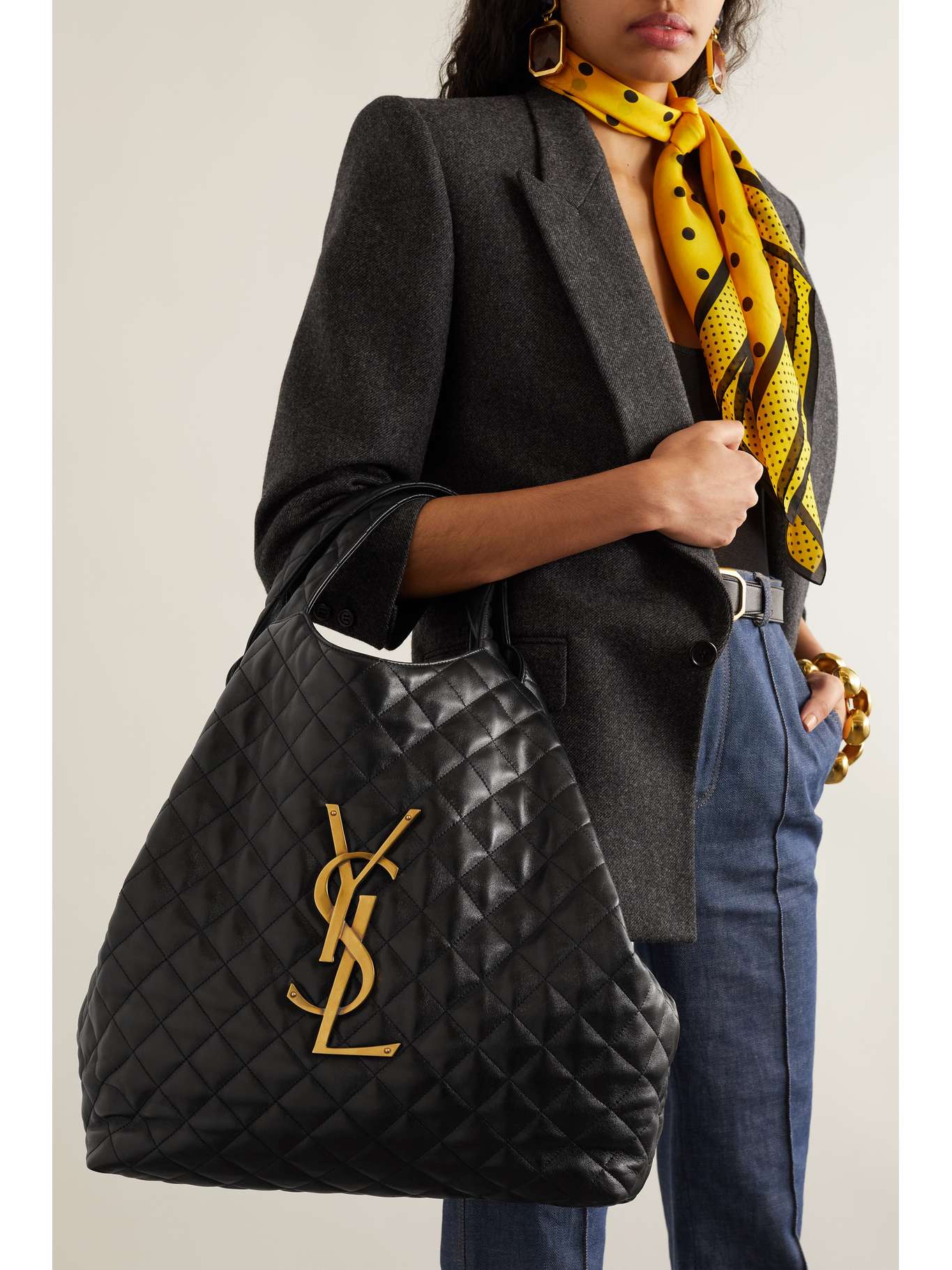 Black Icare Extra Large Embellished Quilted Leather Tote SAINT Black Icare Extra Large Embellished Quilted Leather Tote SAINT