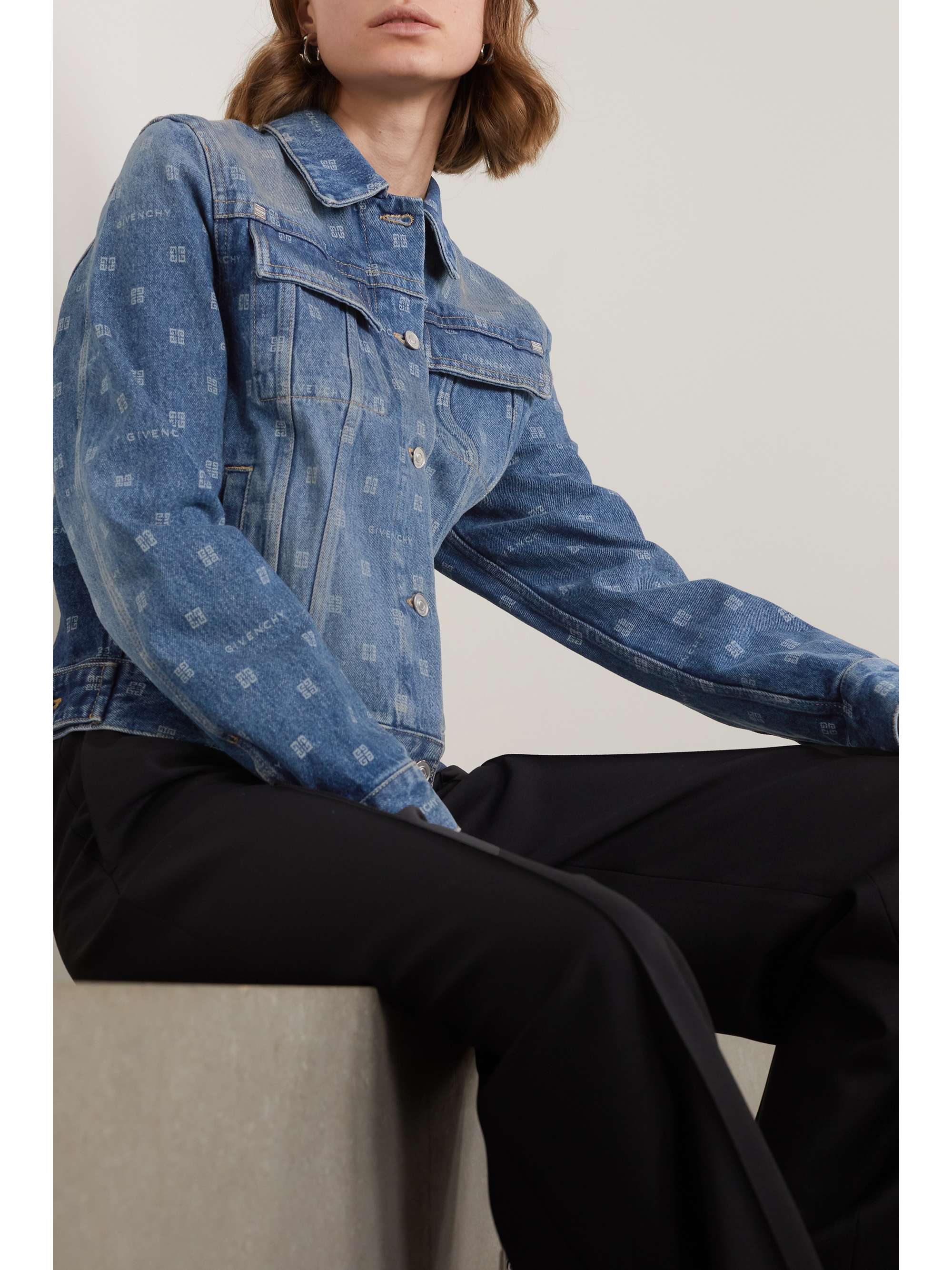 Blue Logo-print denim jacket | GIVENCHY | NET-A-PORTER