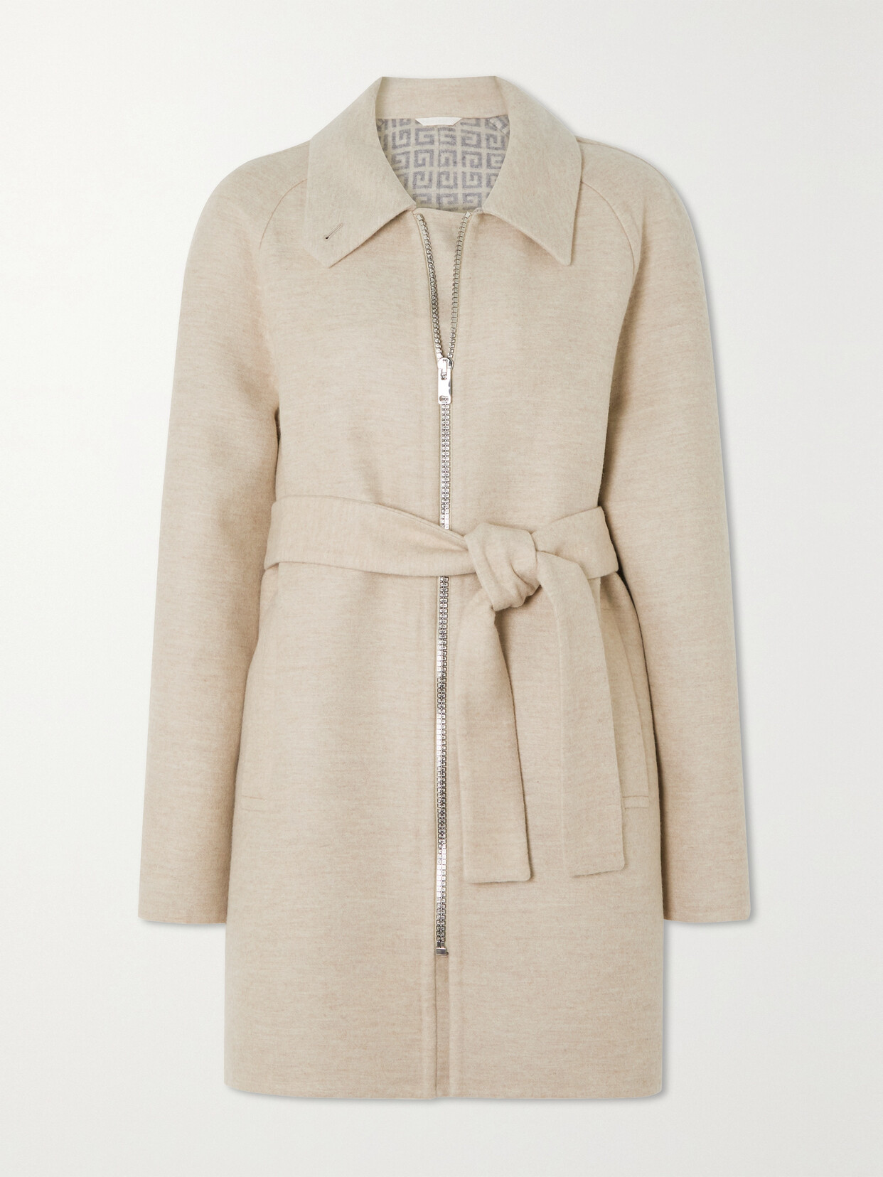 Givenchy Belted Wool, Silk And Cashmere-blend Coat In Black | ModeSens