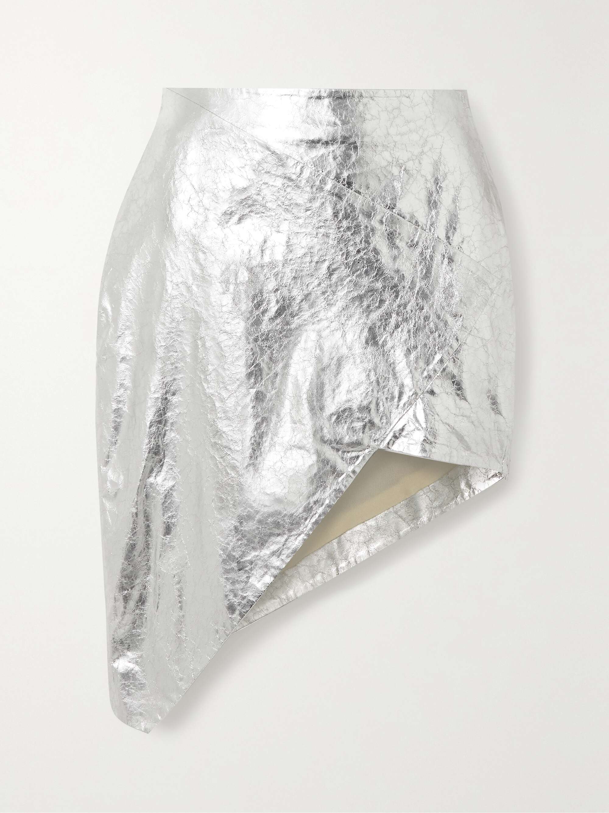 Silver Metallic Leather Skirt | canoeracing.org.uk