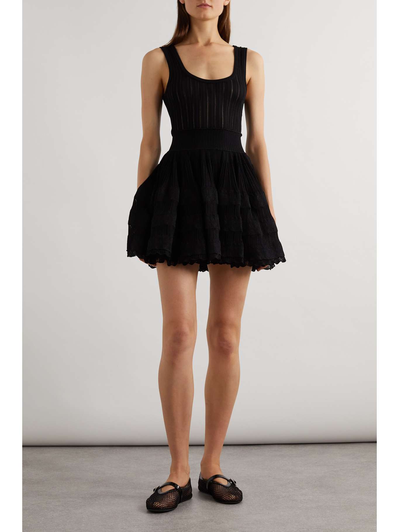 ALAÏA Ribbed pointelle-knit mini dress | NET-A-PORTER