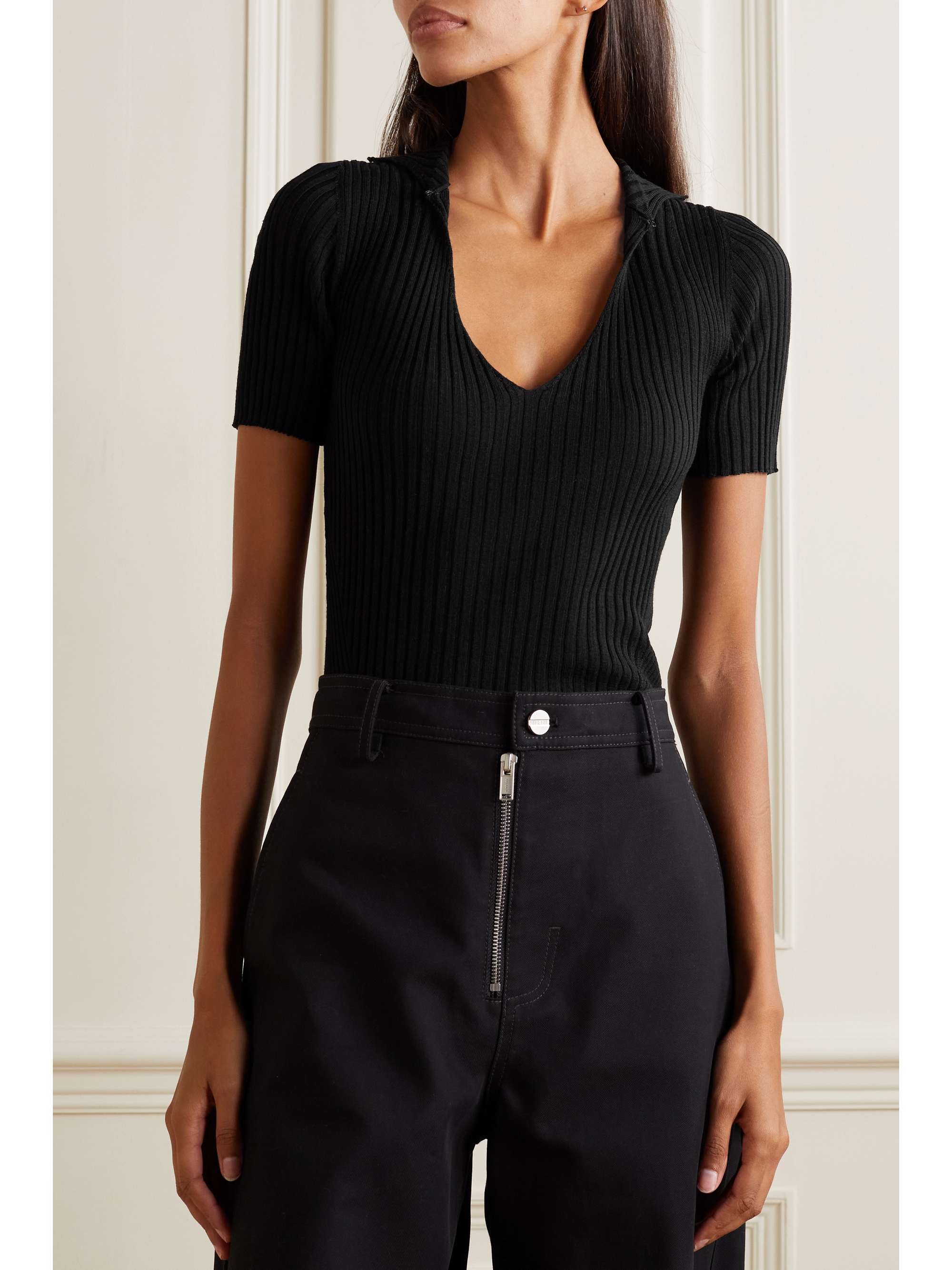 WOLFORD Cutout ribbed wool bodysuit | NET-A-PORTER
