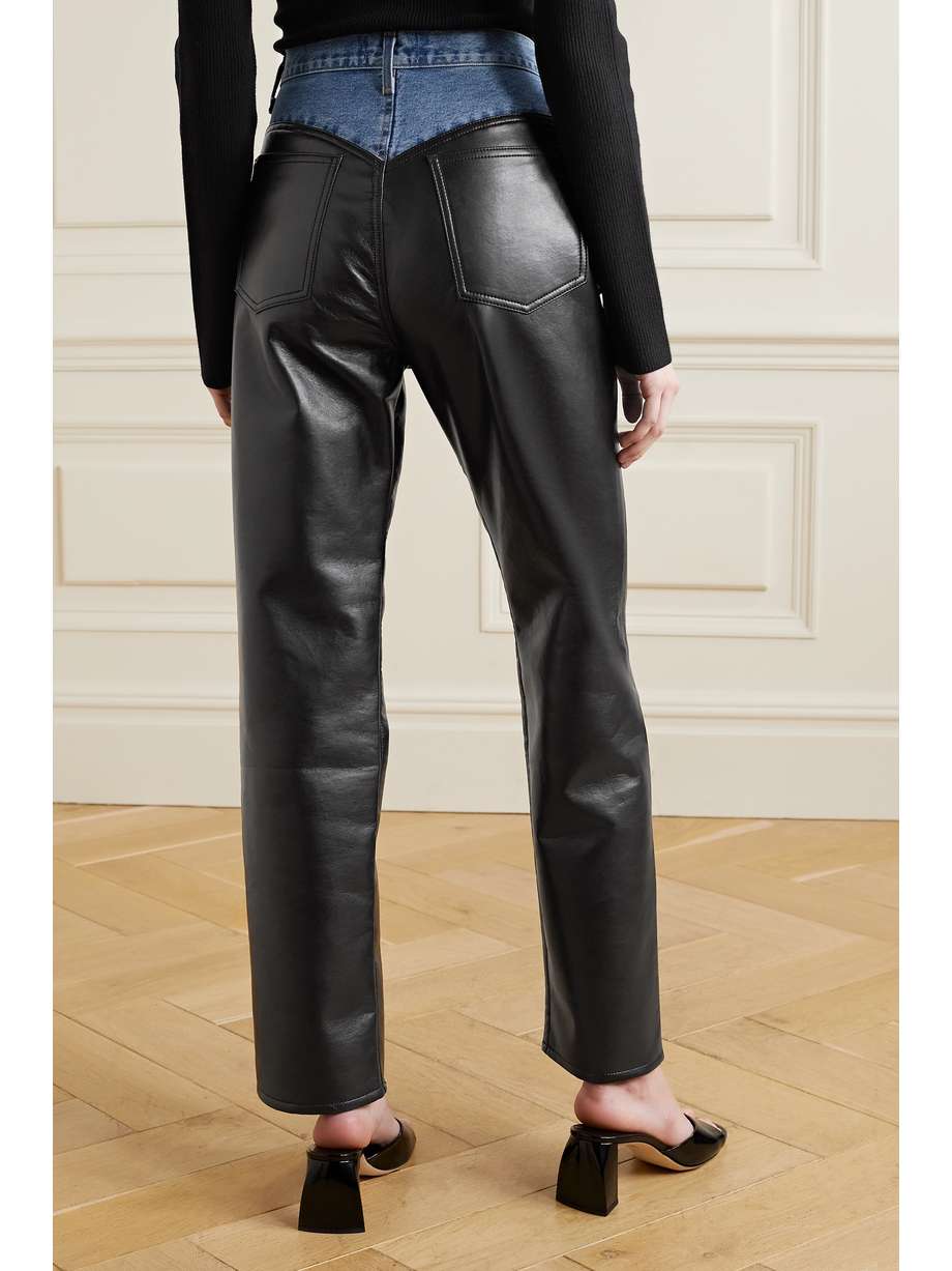 AGOLDE Harley denim and recycled leather-blend straight-leg pants | NET ...
