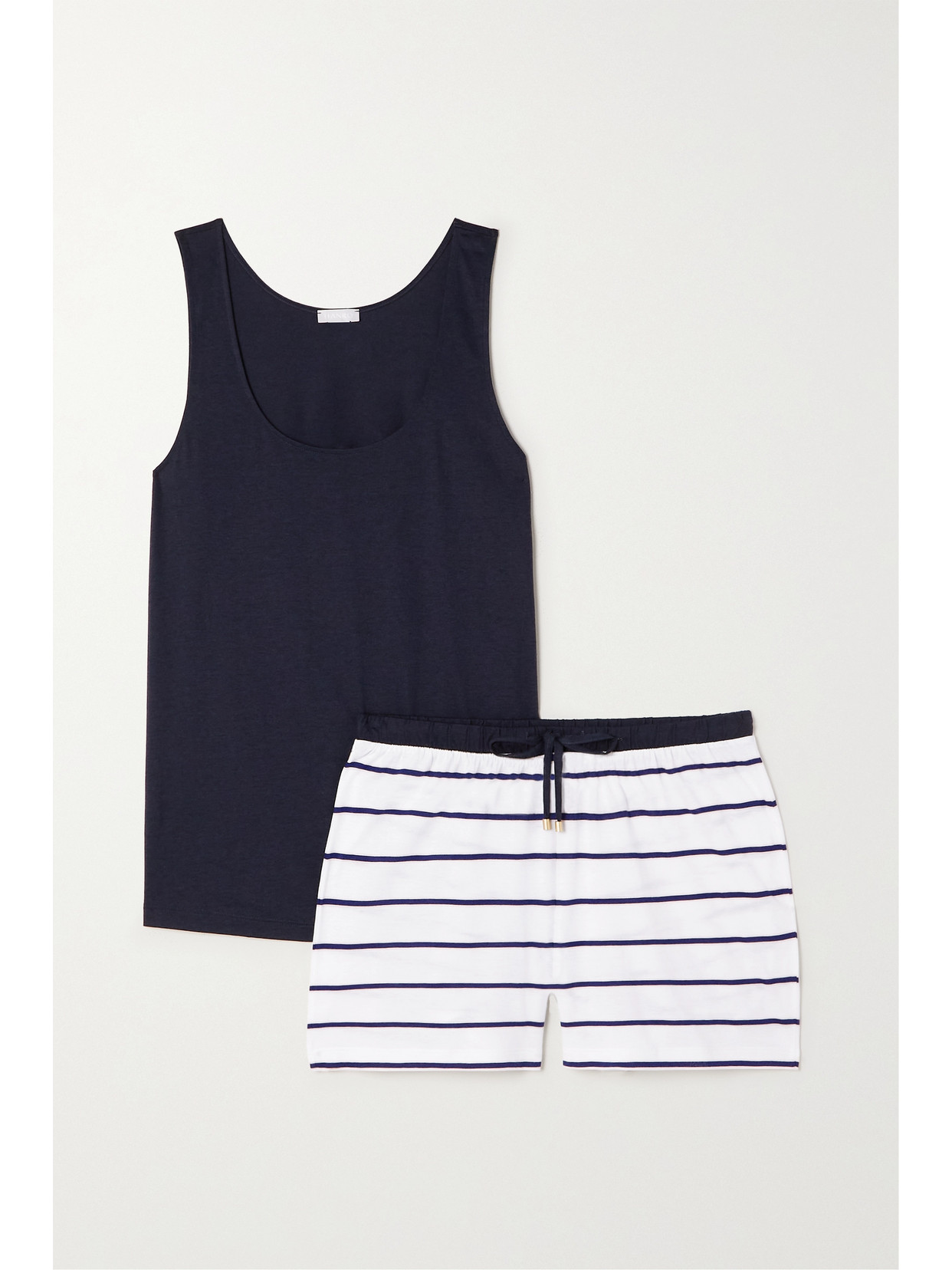 Hanro Laura Striped Cotton And Modal-blend Pajama Set In Blue | ModeSens