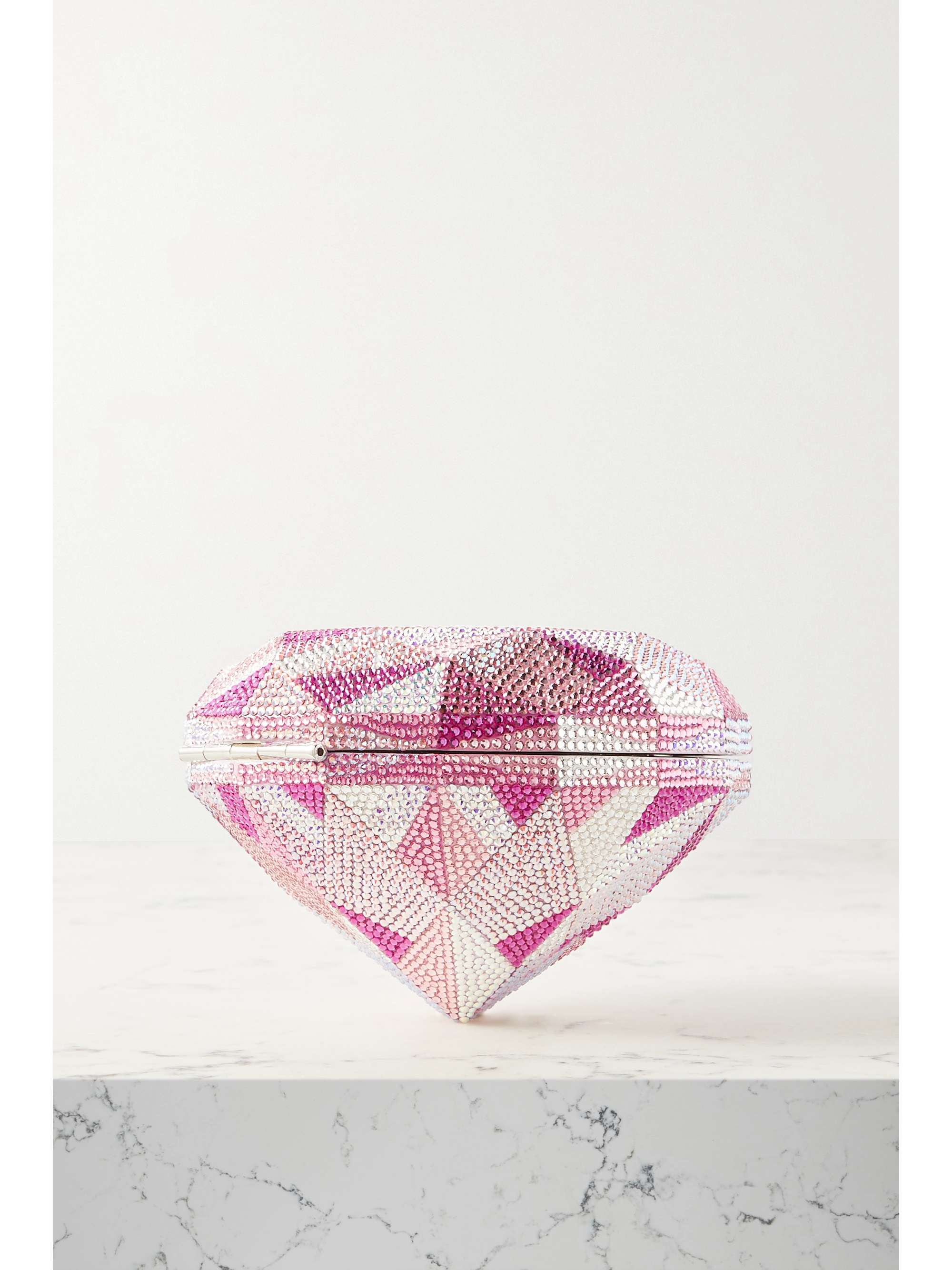 JUDITH LEIBER COUTURE Diamond crystal-embellished silver-tone clutch ...