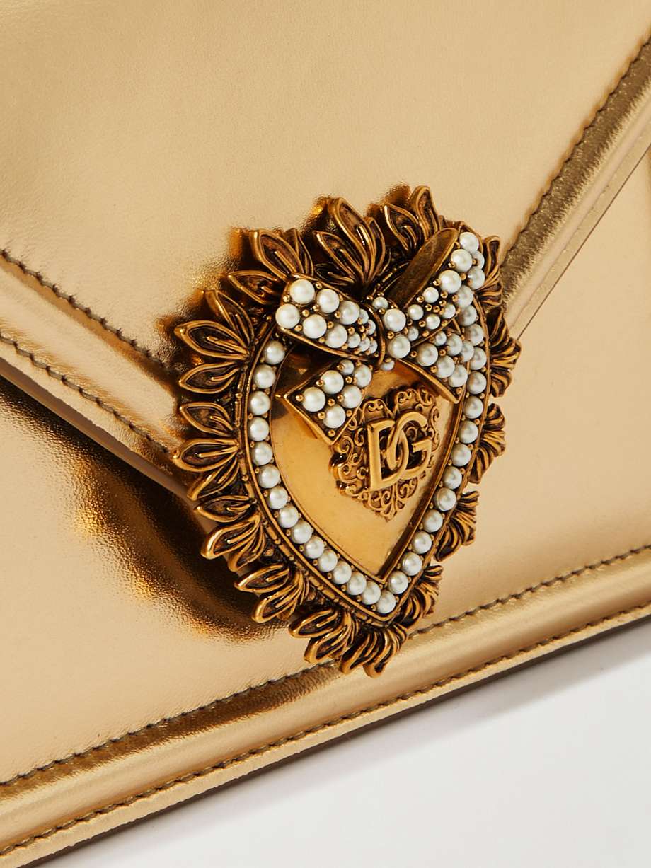 DOLCE&GABBANA Devotion mini embellished metallic leather shoulder bag ...