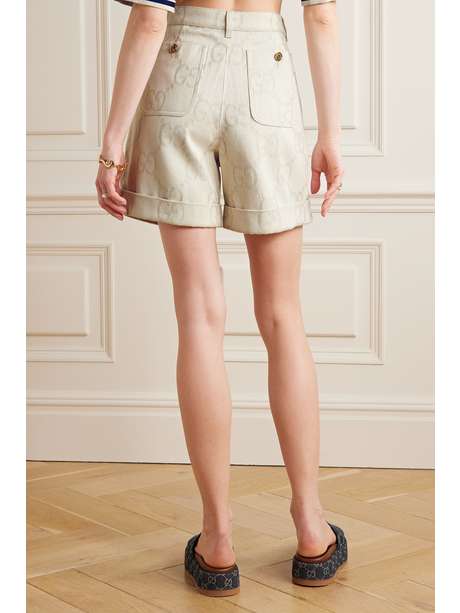 Ivory Love Parade Pleated Cotton Blend Jacquard Shorts Gucci Net A