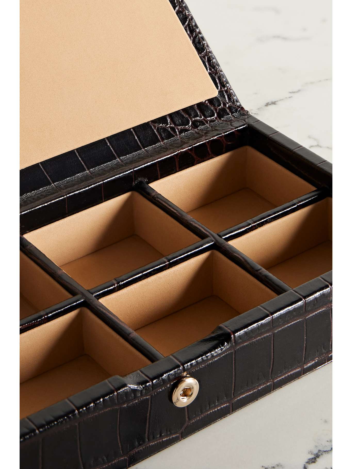 SMYTHSON Mara croc-effect leather jewelry box | NET-A-PORTER