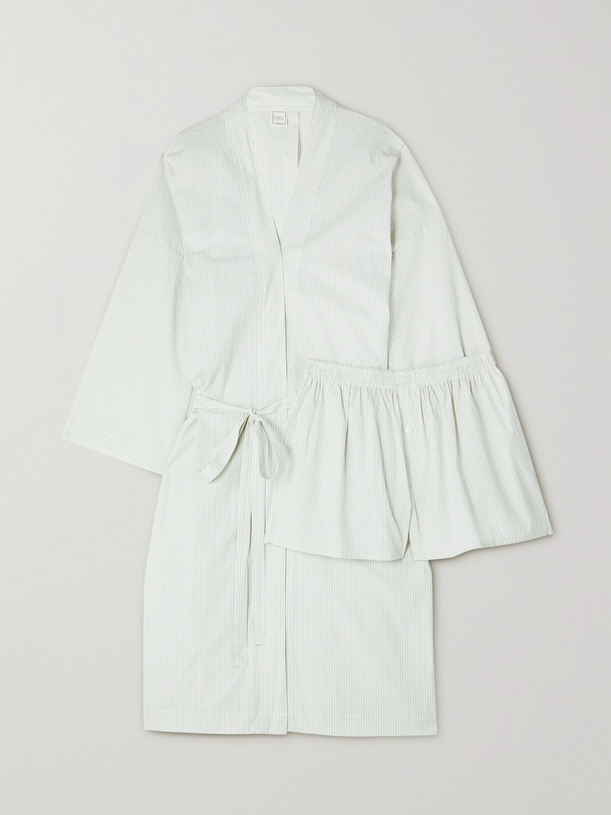 Deiji Studios The Apres Striped Organic Cotton-poplin Robe And Shorts ...