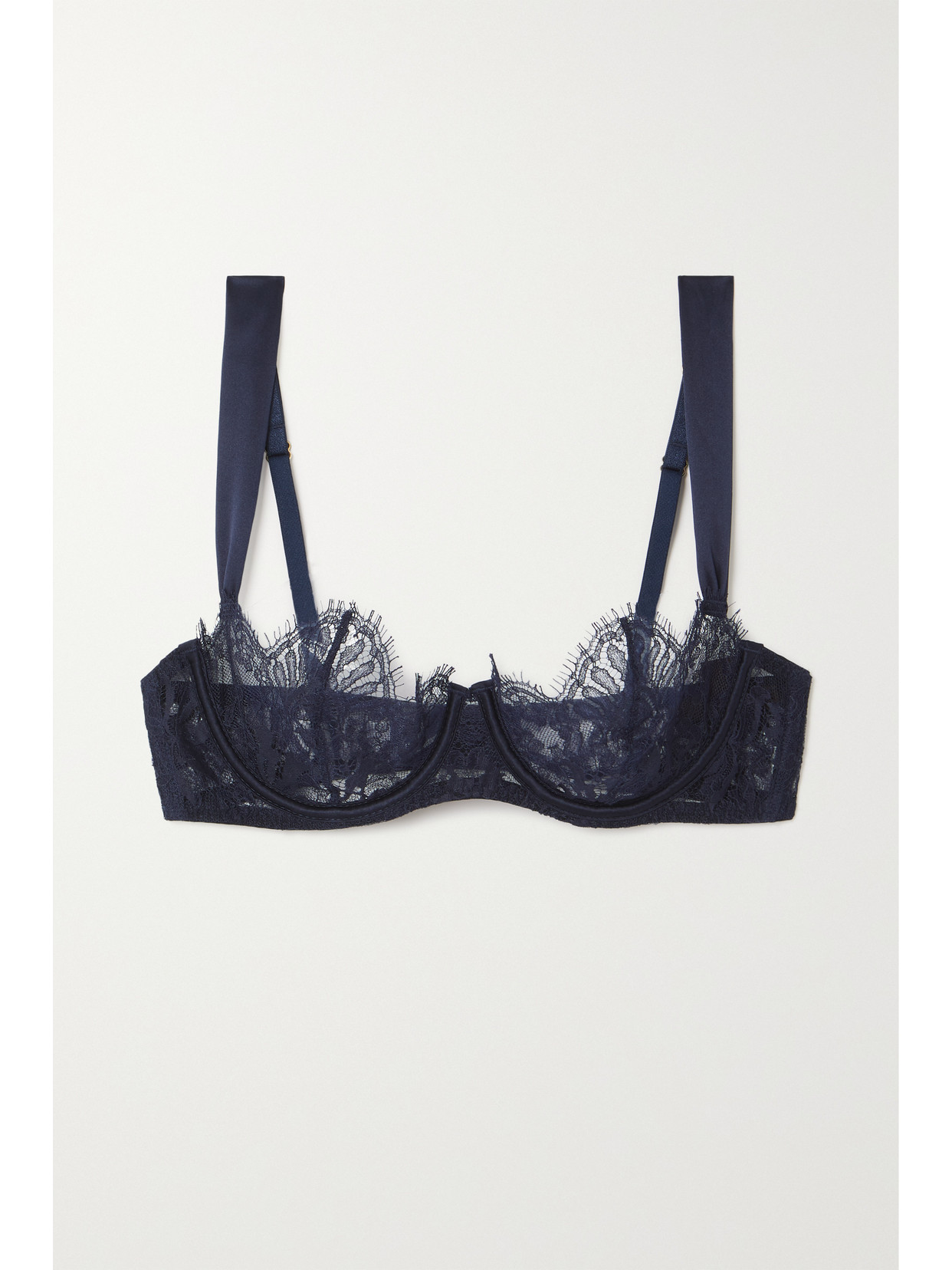 Coco De Mer Hibiscus Lace And Silk-satin Underwired Balconette Bra In ...
