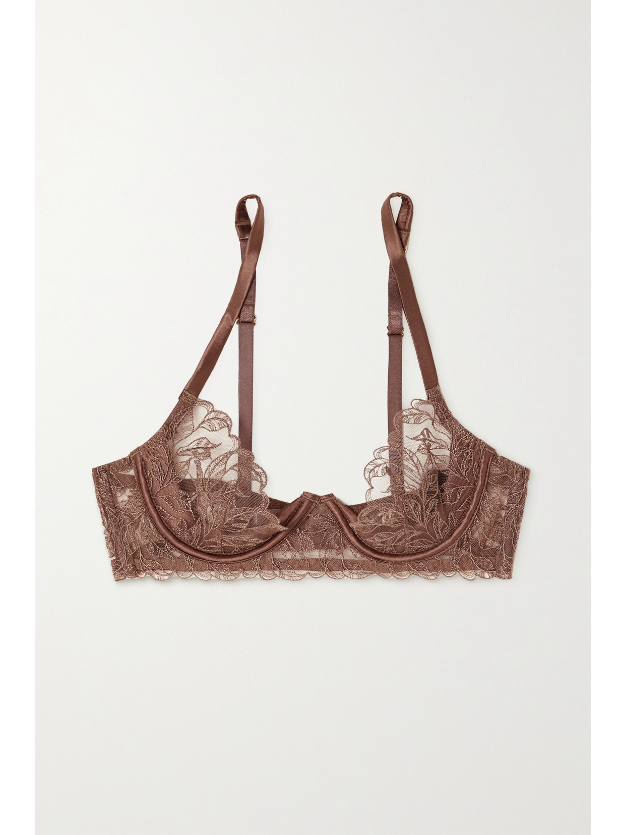 Coco De Mer Paeonia Satin-trimmed Embroidered Tulle Underwired Soft-cup ...