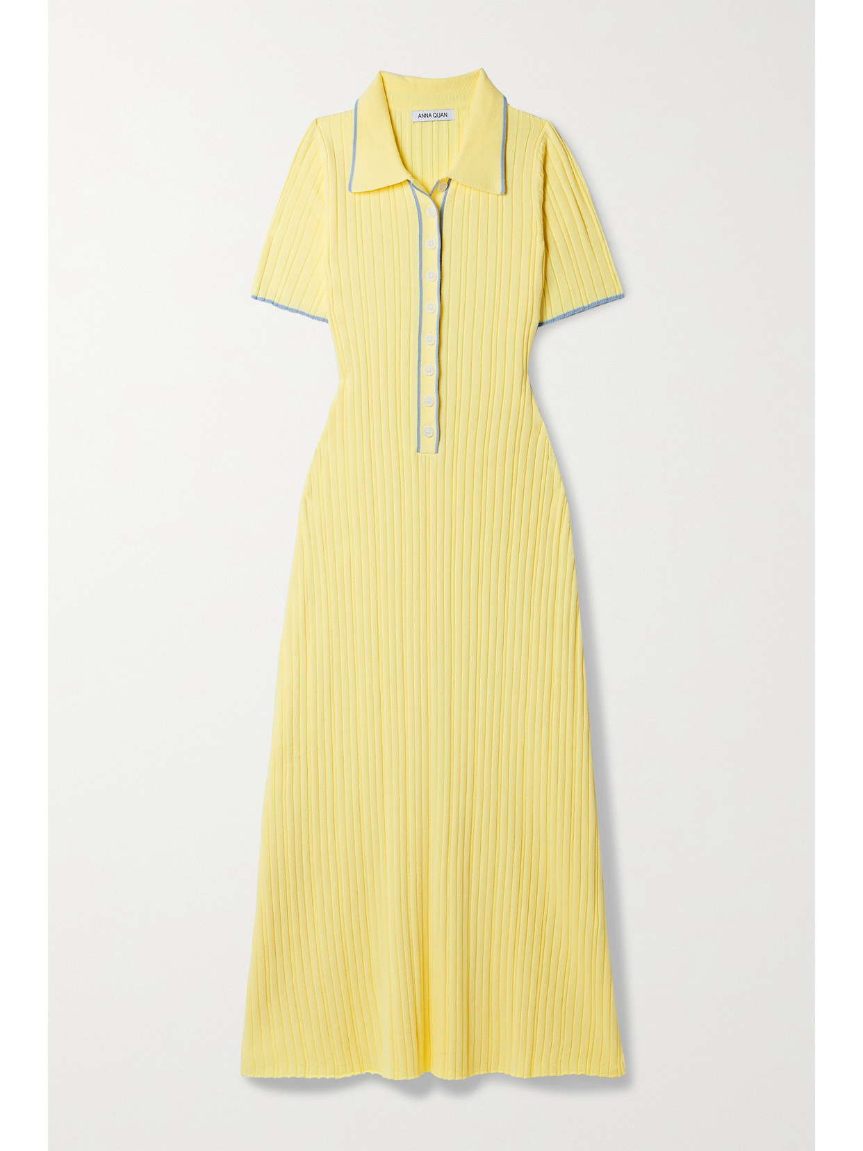 Anna Quan Penelope Ribbed Cotton-jersey Midi Dress In Yellow | ModeSens
